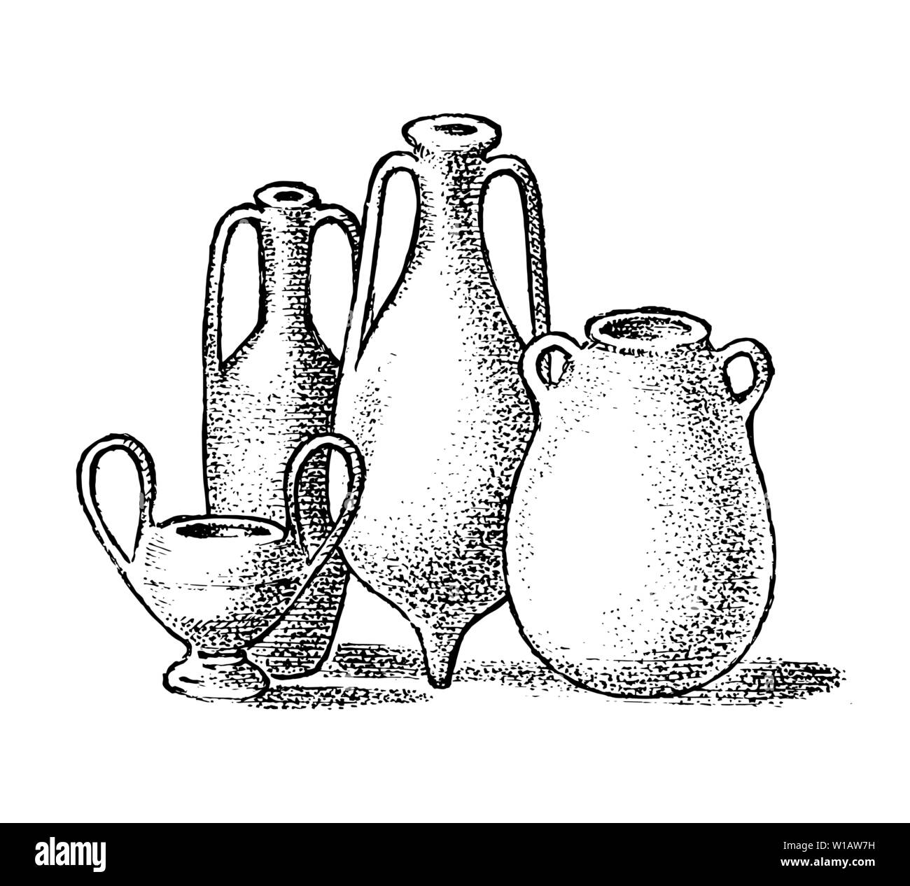 Töpferei des antiken Griechenlands. Griechische Tongefäße oder Vasen in ...