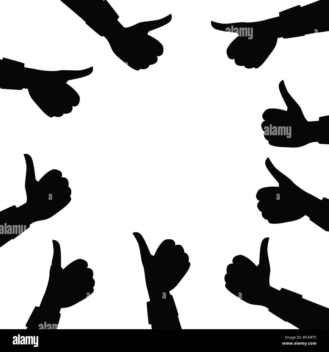 Schwarze silhouette Gruppe von Daumen hoch Hände mit Anzug Hülse ...