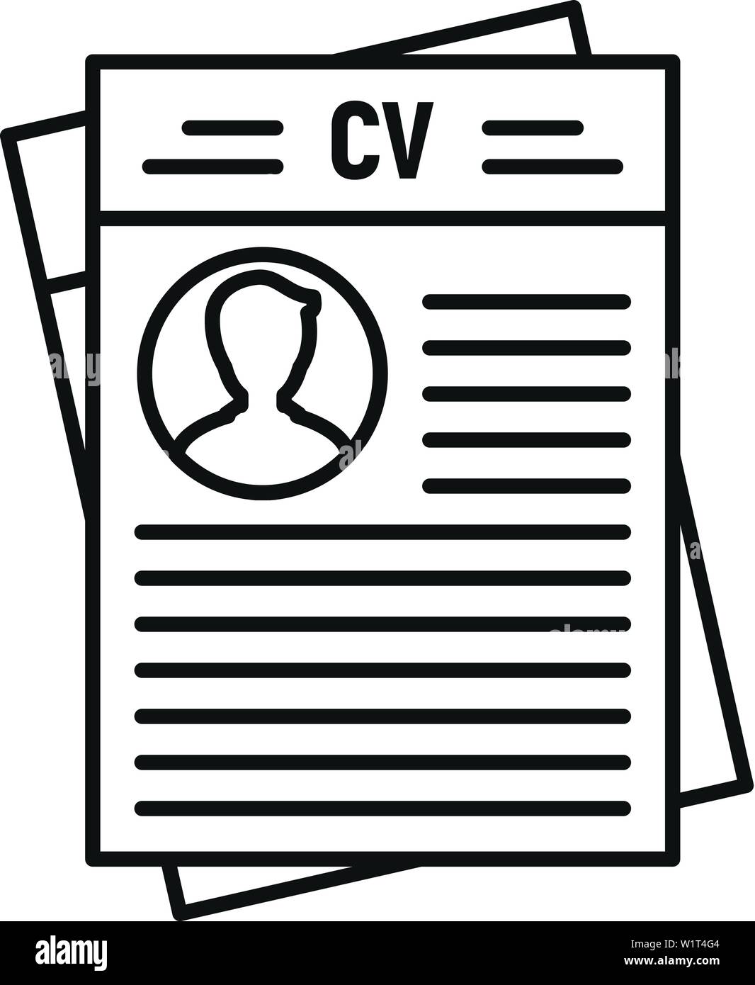 Cv Dokument Symbol. Umriß cv Dokument vektor Symbol für Web Design auf ...