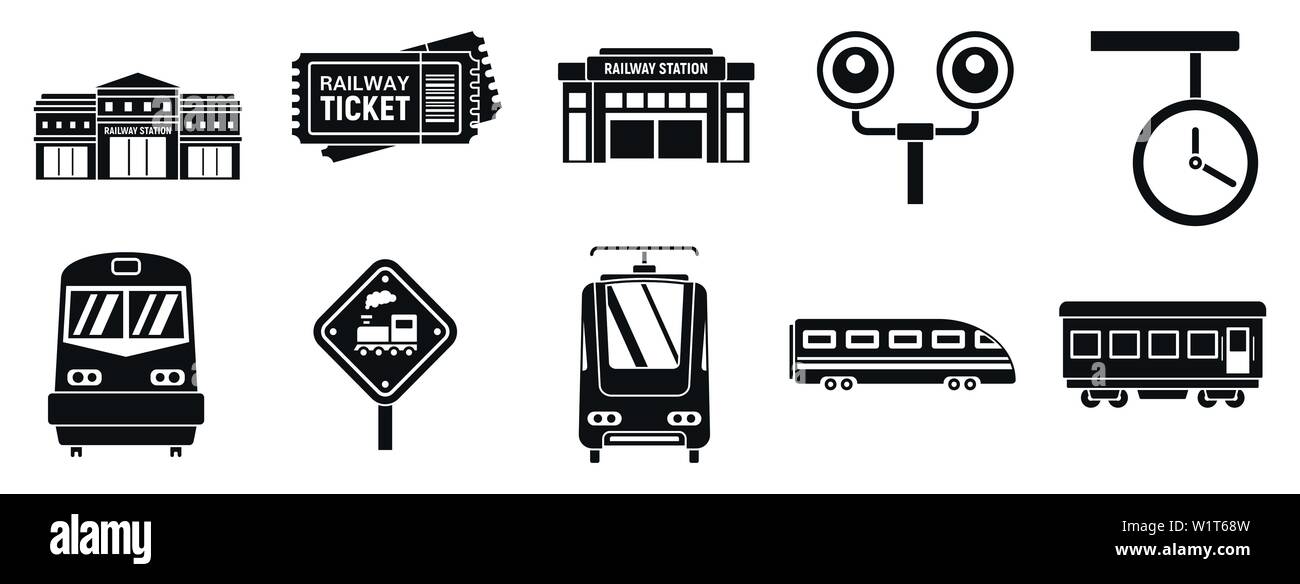 Busbahnhof und Bahnhof Symbole Gesetzt Stockfotos und -bilder Kaufen ...