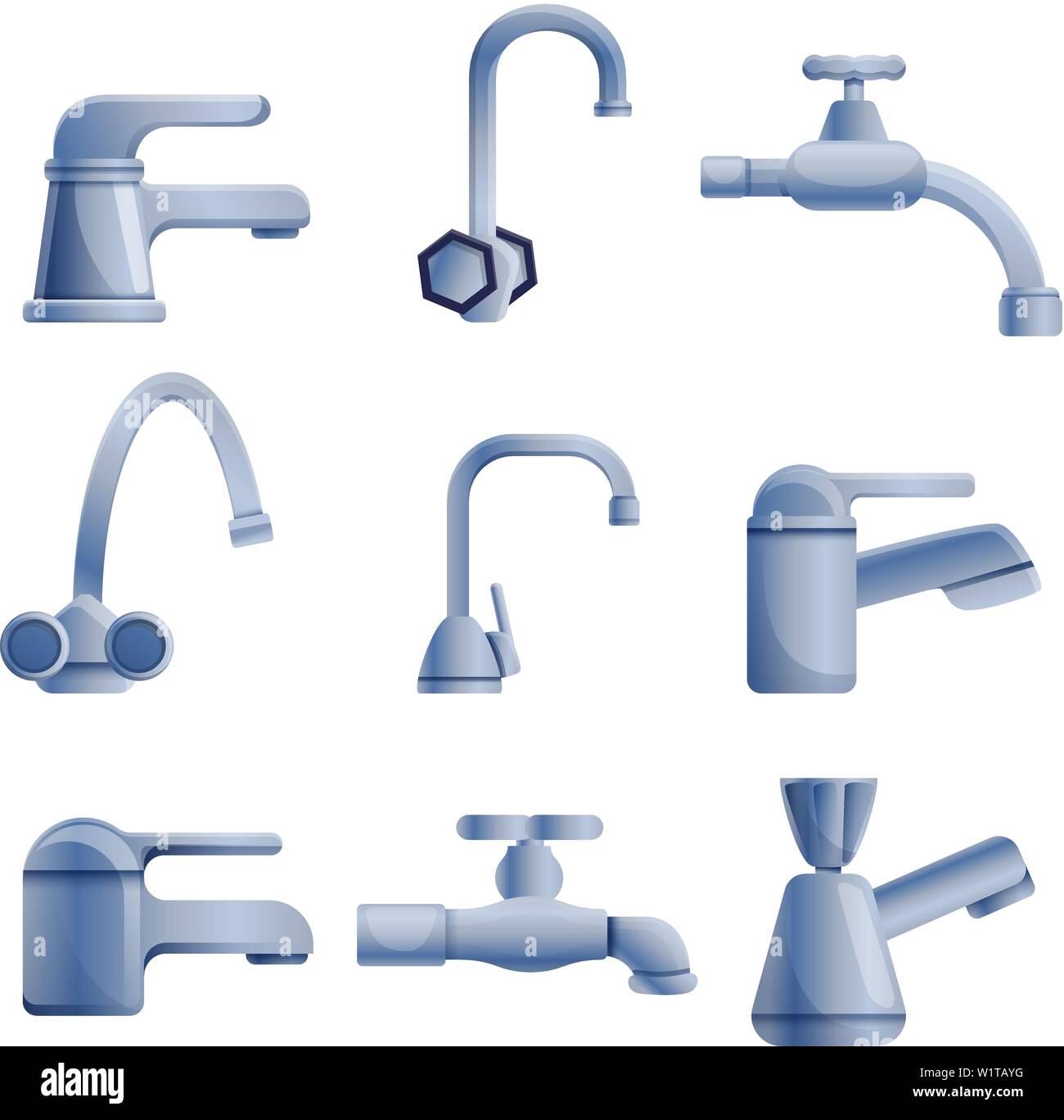 Wasserhahn Symbole gesetzt. Cartoon von Wasserhahn Vector Icons für Web ...