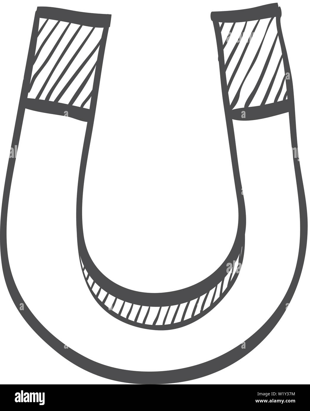 Magnet Symbol in doodle Skizze Linien. Objekt Elektromagnet Metall ...