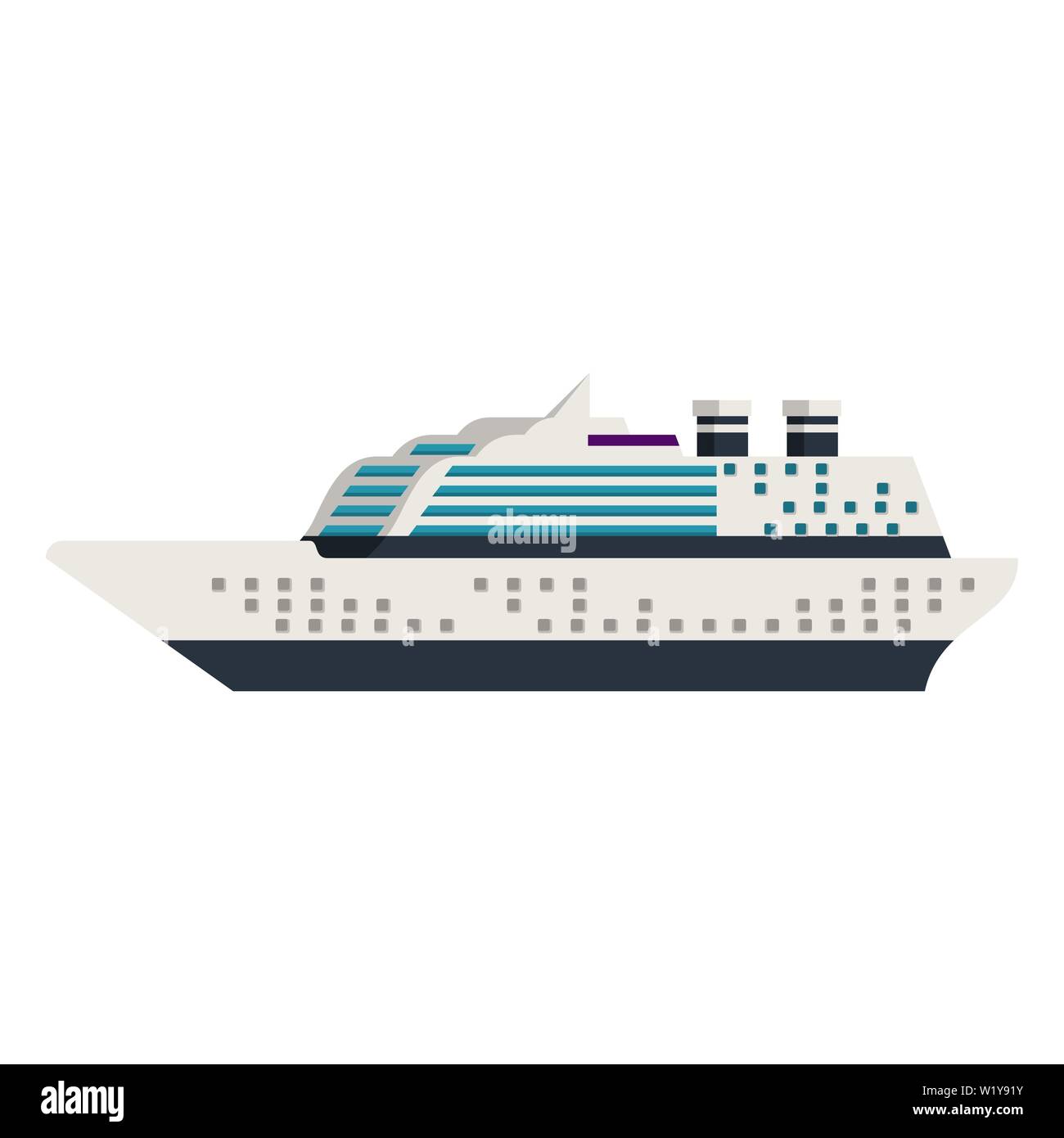 Kreuzfahrt Schiff Boot Seitenansicht isoliert Vector Illustration Stock ...