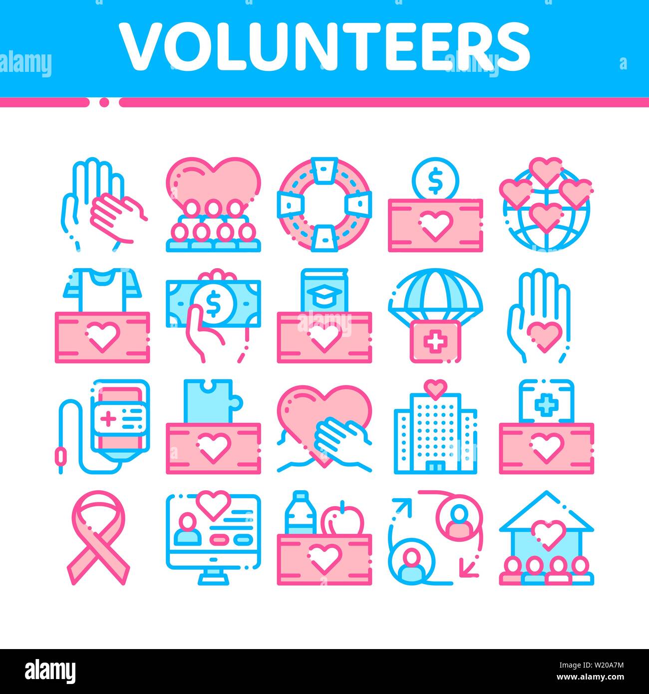 Volunteering vector line design icons -Fotos und -Bildmaterial in hoher ...