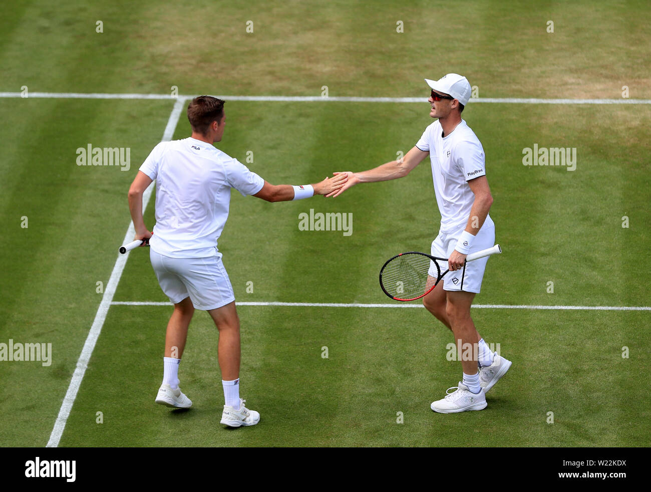 Jamie Murray (rechts) und NEAL Skupski während ihrer Doppel an Tag 5 ...