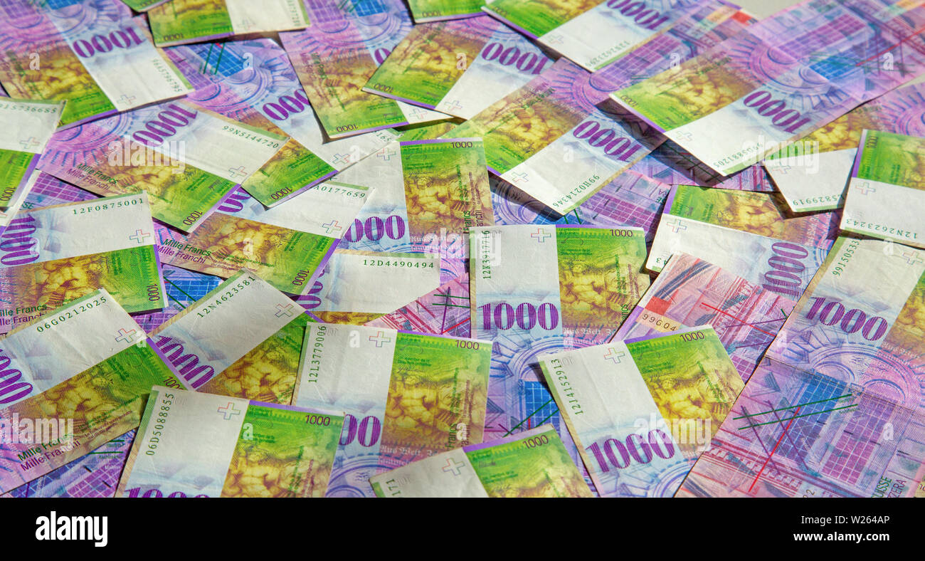 Sammlung der Schweizer 1000 Franken Banknoten. 1000 franks Hinweis ...