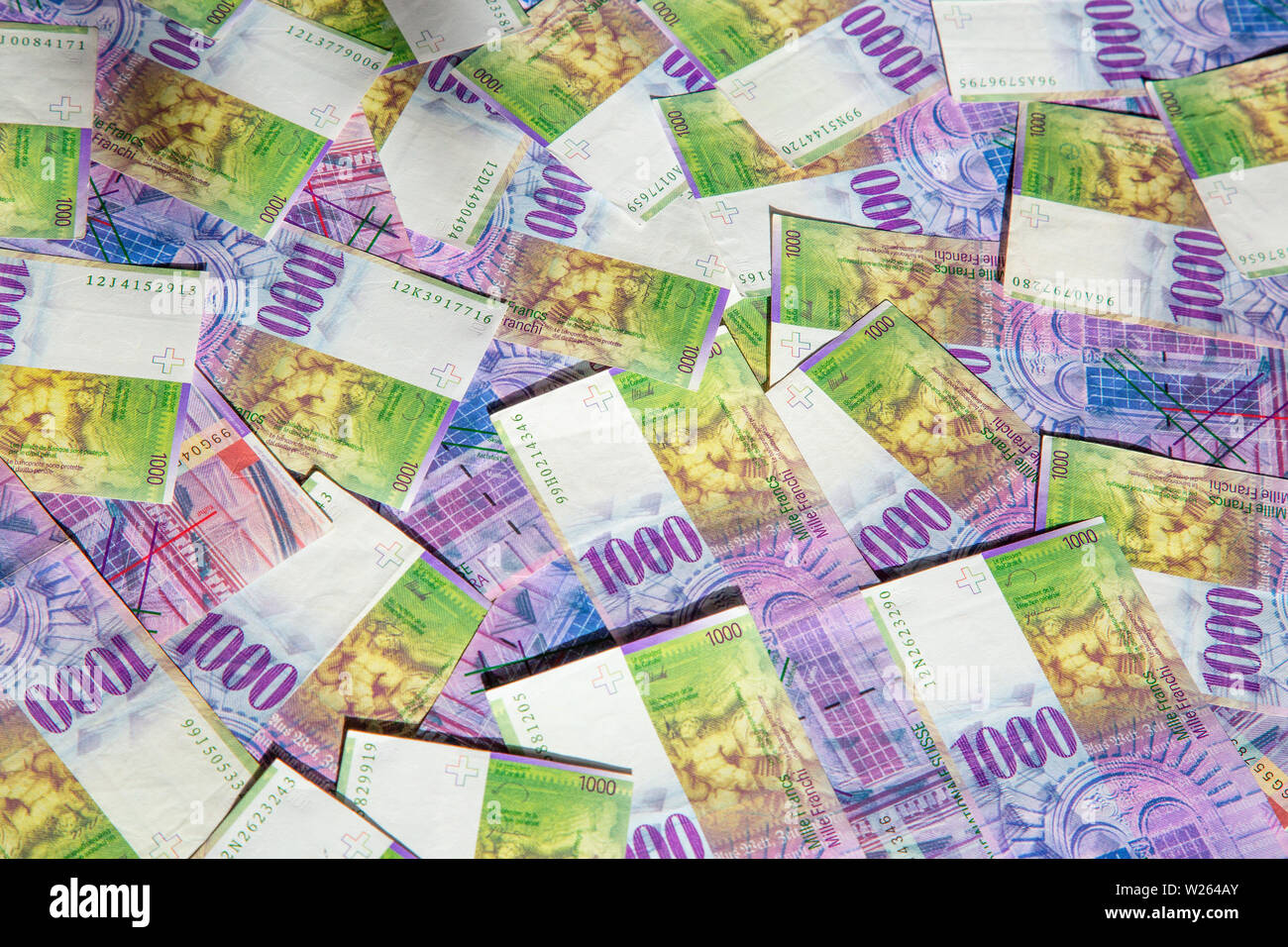 Sammlung der Schweizer 1000 Franken Banknoten. 1000 franks Hinweis ...