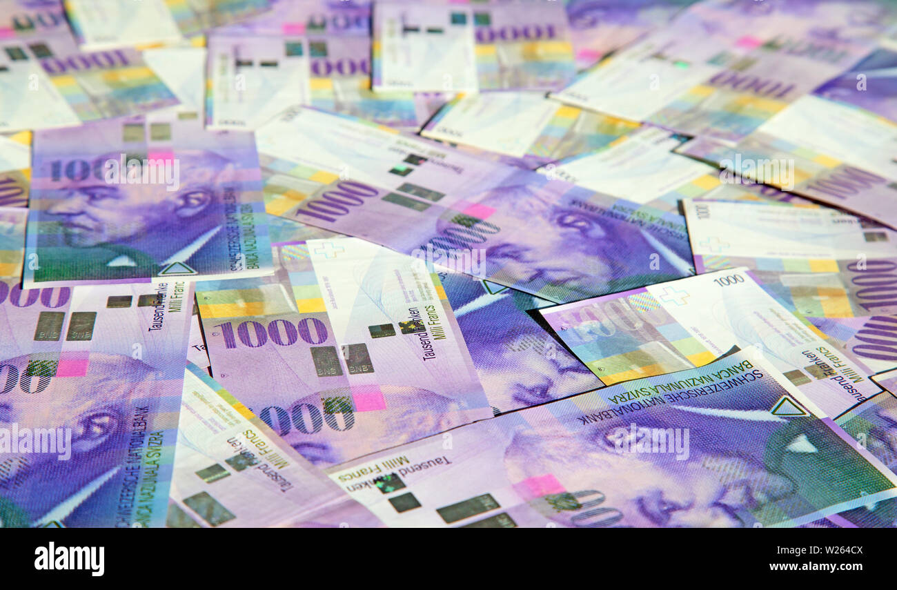 Sammlung der Schweizer 1000 Franken Banknoten. 1000 franks Hinweis ...