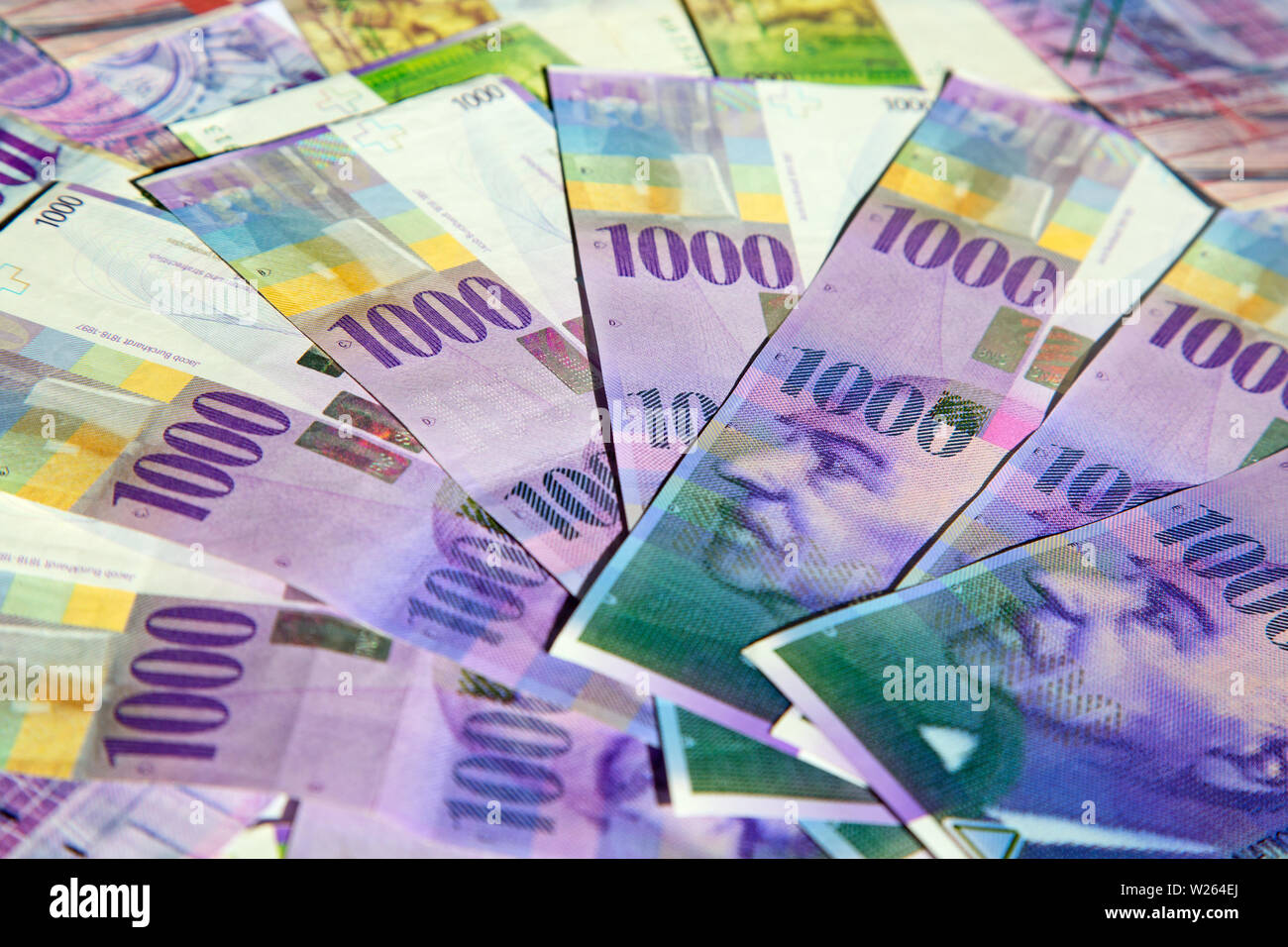 Sammlung der Schweizer 1000 Franken Banknoten. 1000 franks Hinweis ...