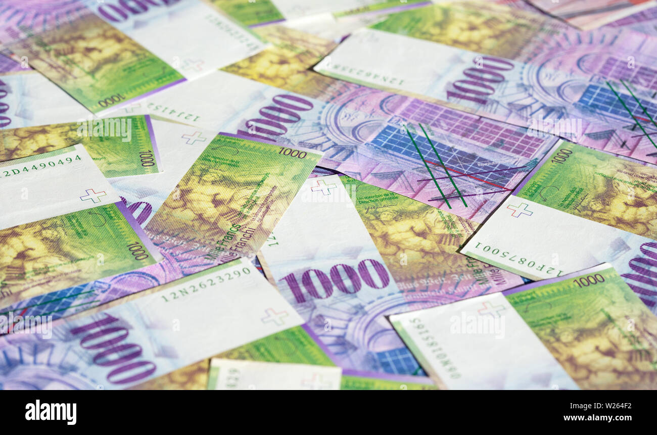 Sammlung der Schweizer 1000 Franken Banknoten. 1000 franks Hinweis ...