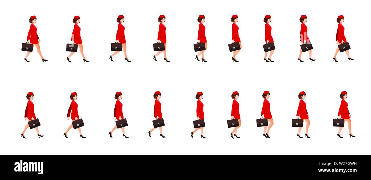 Girl Walk Cycle Animation Sprites Loop Animation Sprite Sheet Vector