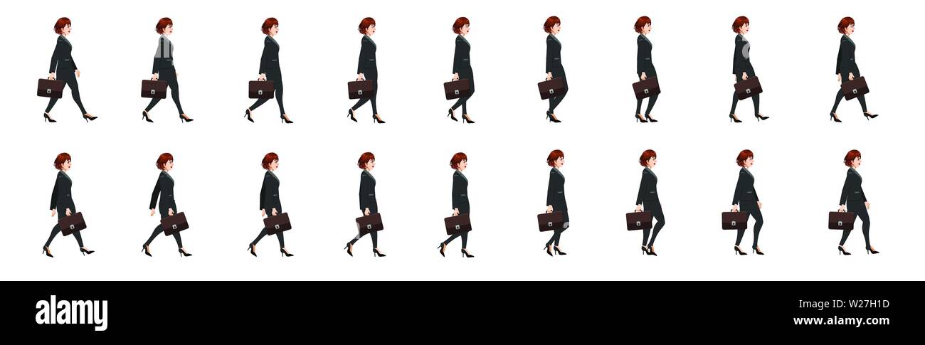 Business Girl Walk Cycle Animation Sprites, Loop Animation Sprite Sheet ...