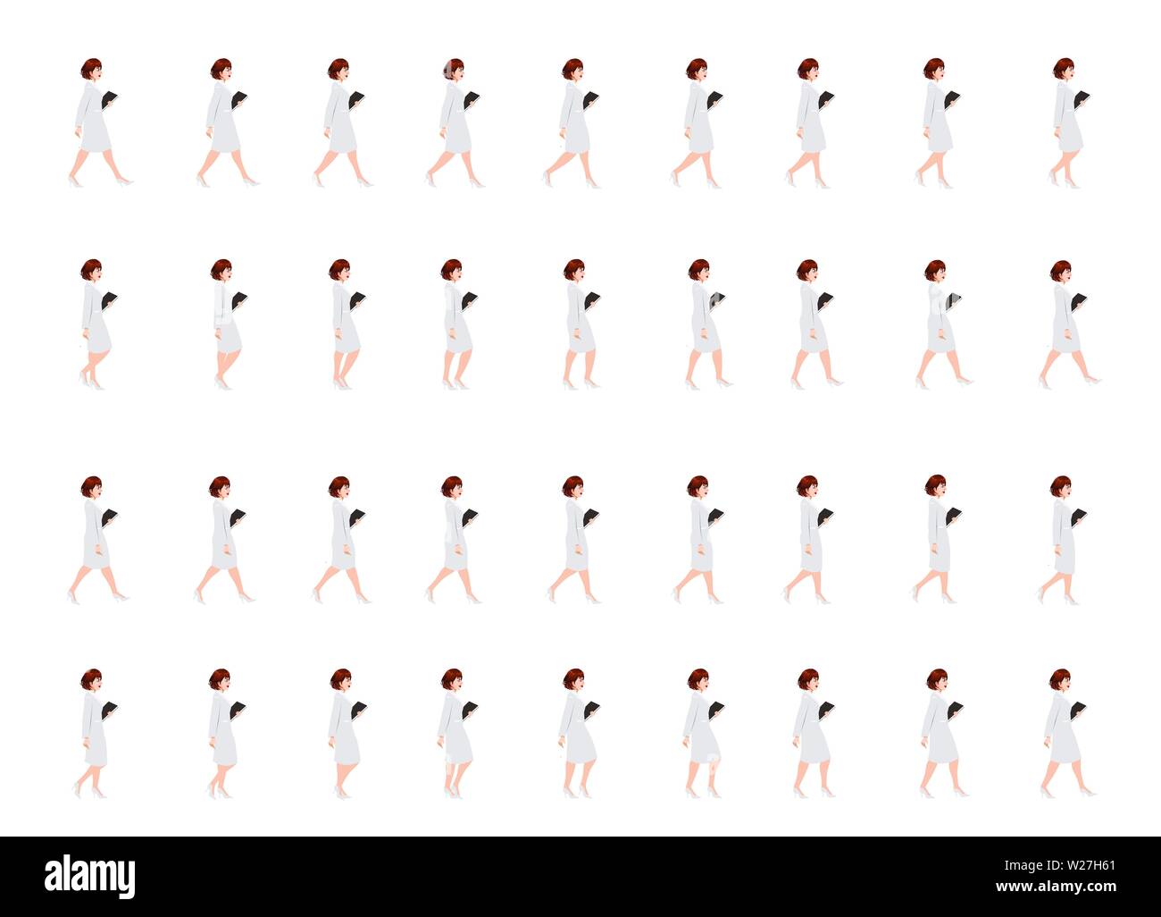 Business Girl Walk Cycle Animation Sprites, Loop Animation Sprite Sheet ...