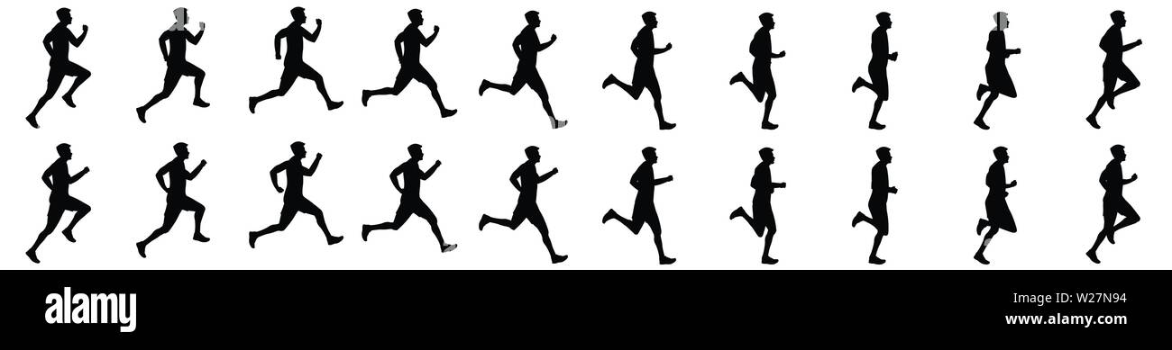 Man Run Cycle Animation Sequence, Loop Animtion Sprite Sheet Vector ...