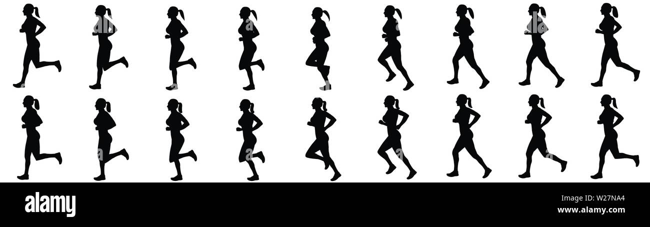 Mädchen laufen Zyklus Animation Sequenz siloutte, Loop Animation sprite ...