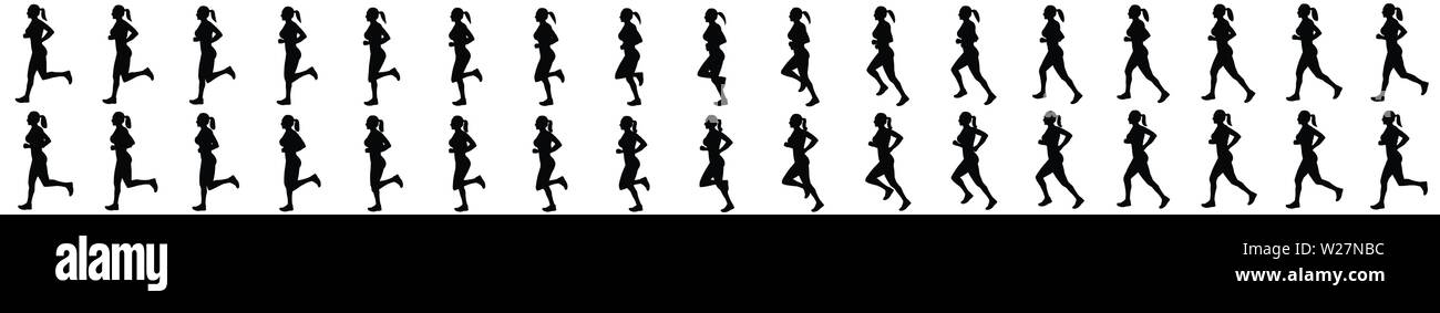 Girl Run Cycle Animation Sequence, Loop Animtion Sprite Sheet Vector Stock-Vektorgrafik - Alamy