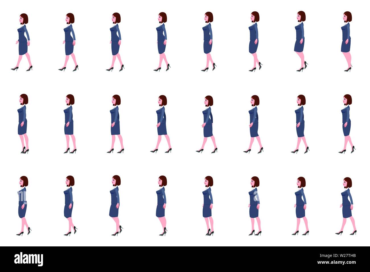 Business Woman Character Walk Cycle Animation Sequence, Loop Animation ...