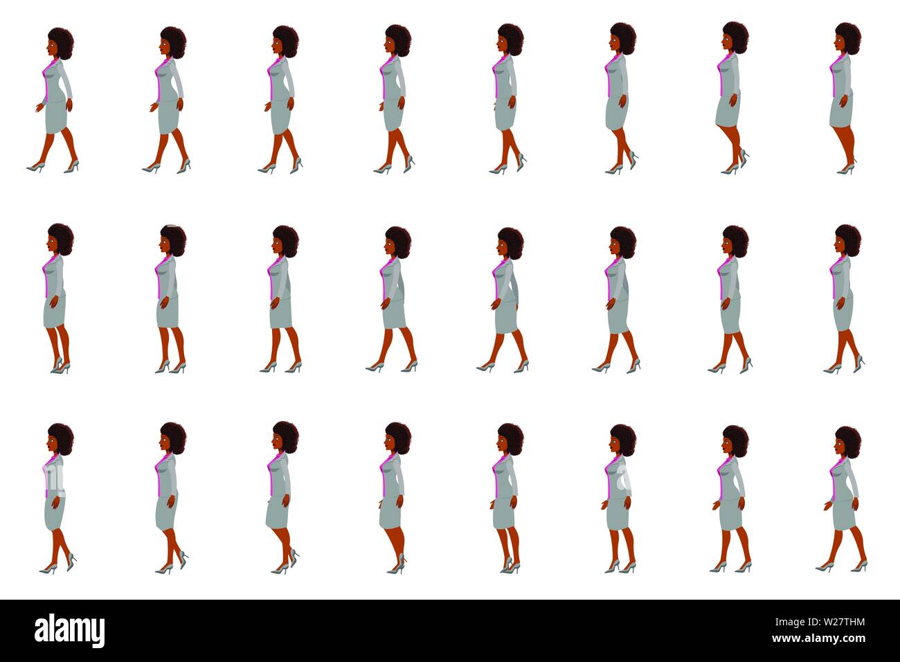Business Woman Character Walk Cycle Animation Sequence, Loop Animation Sprite Sheet Stock ...