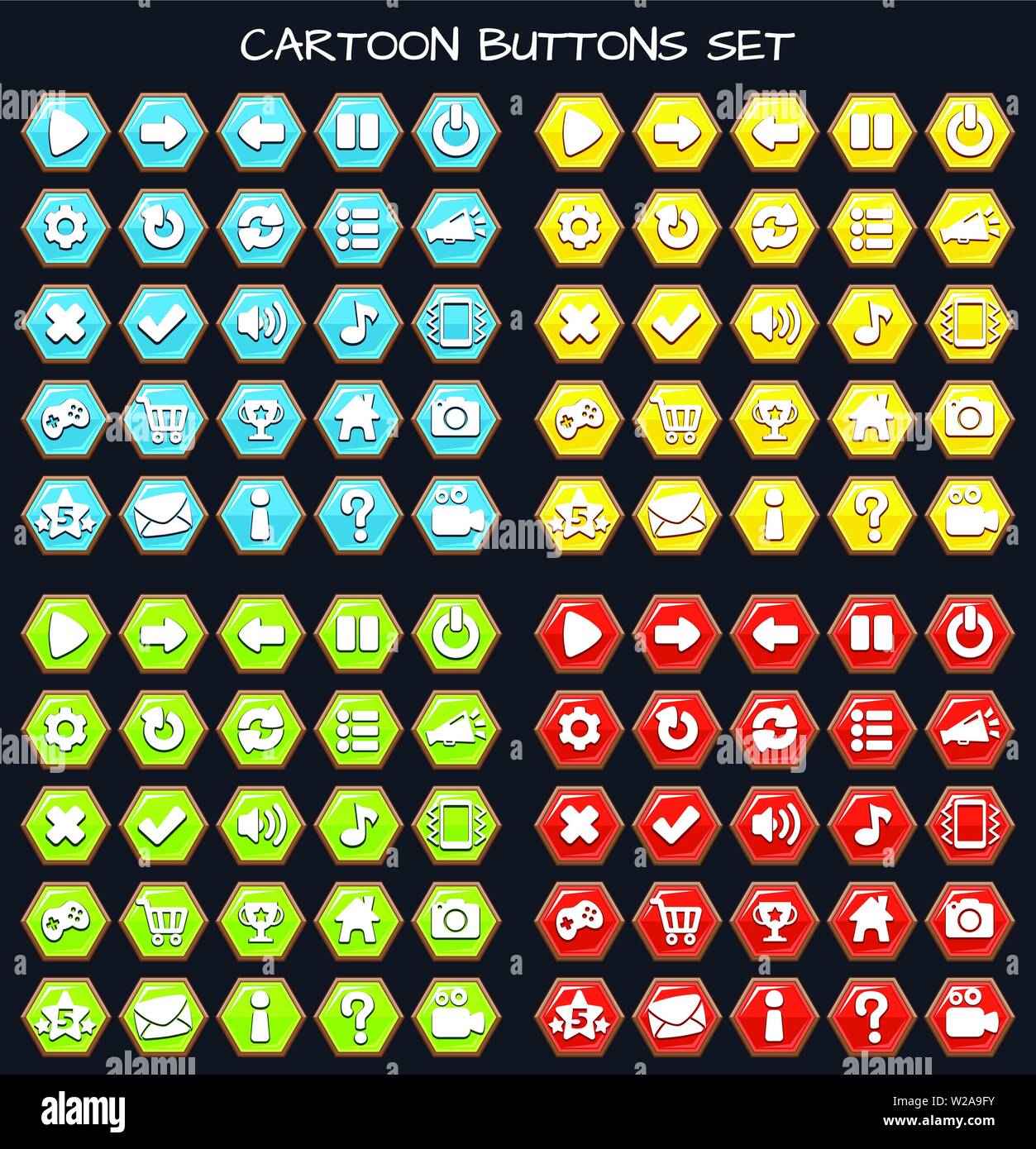 Cartoon Button Set Game Pack Gui Element Für Mobile Gamecartoon Tasten