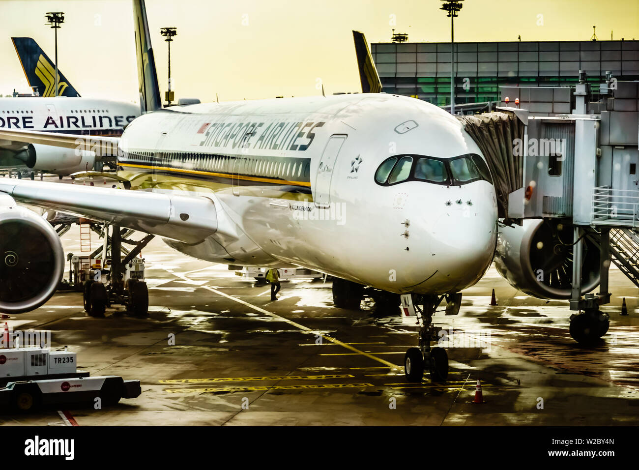 Singapur - 8. Mai 2019: Singapore Airlines Airbus A350-900 Abflug am ...