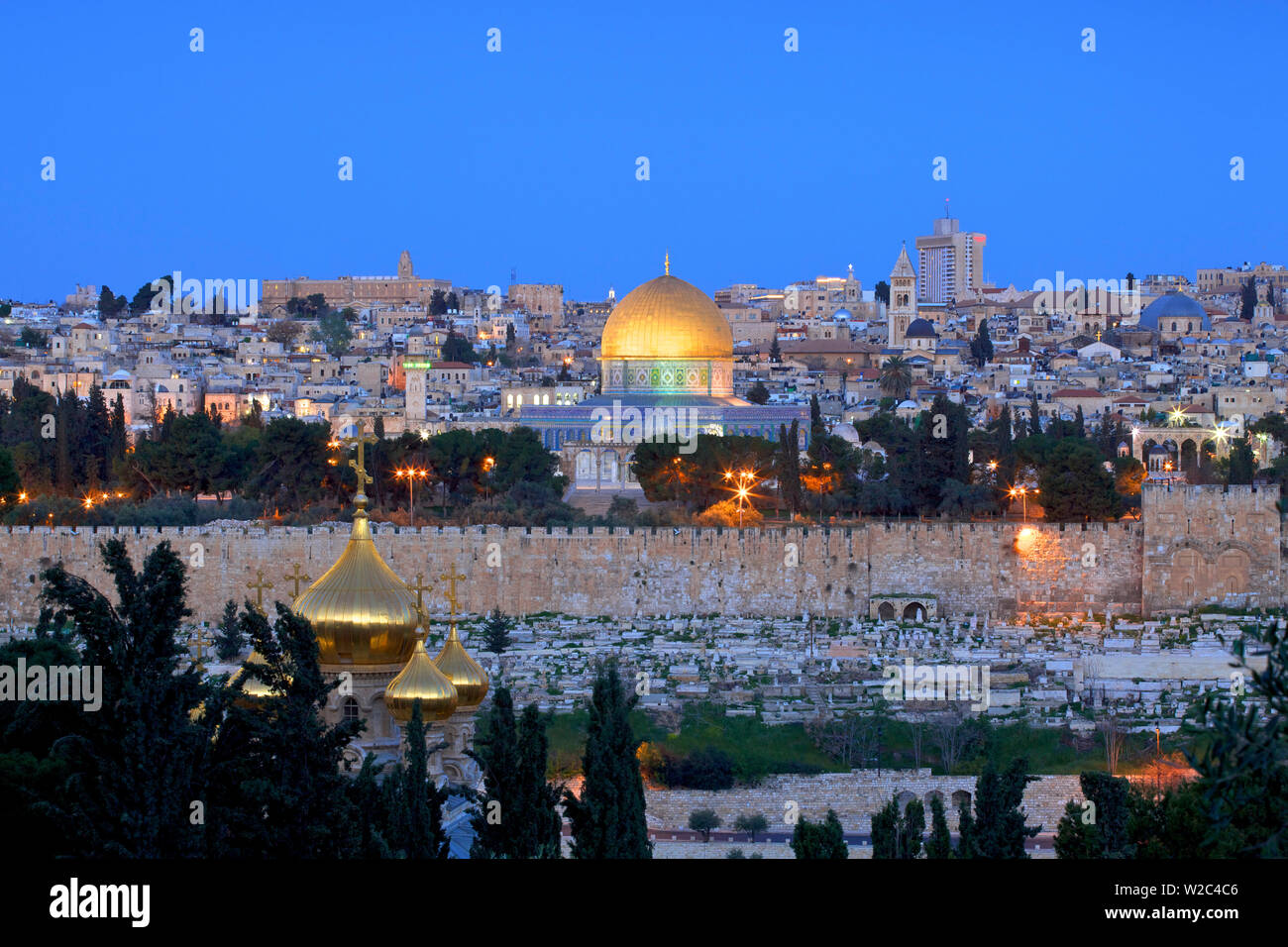 Blick auf Jerusalem vom Ölberg, Jerusalem, Israel, Nahost ...