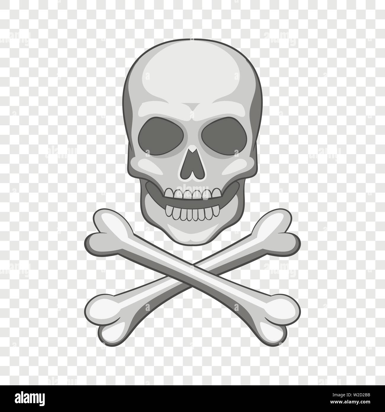 Totenkopf Mit Gekreuzten Knochen Symbol Cartoon Stil Stock