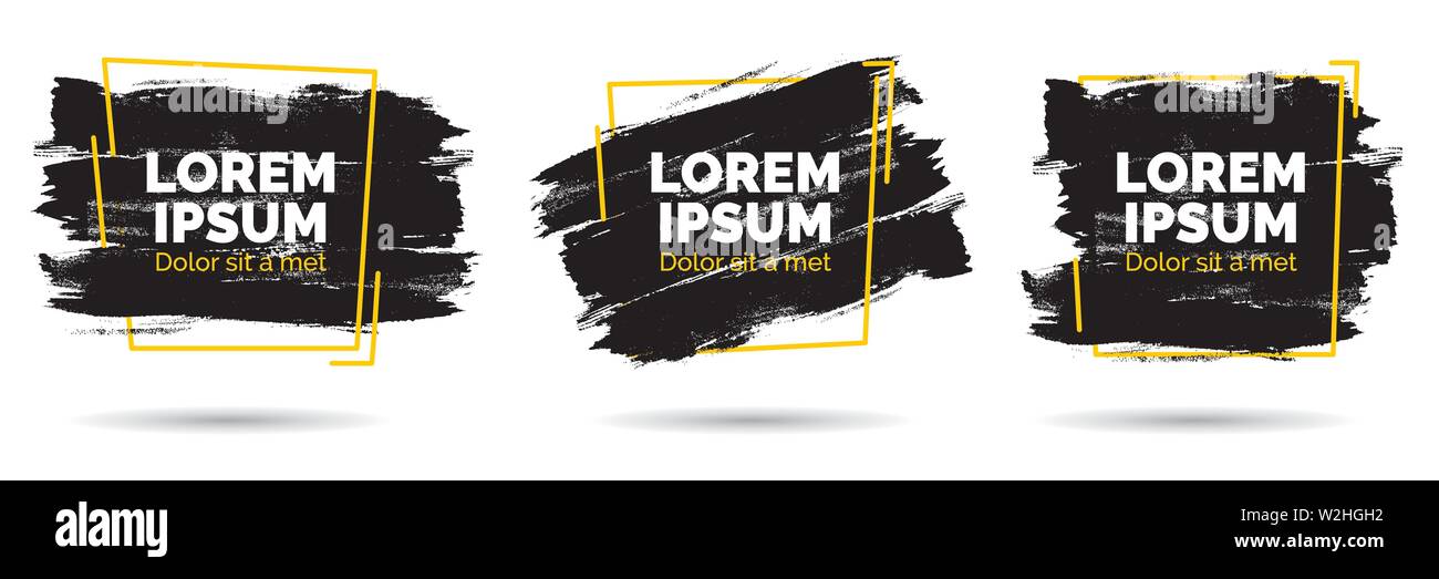 Grunge Banner ist. Bürste schwarz Farbe Tinte Anschlag mit Umrandung ...