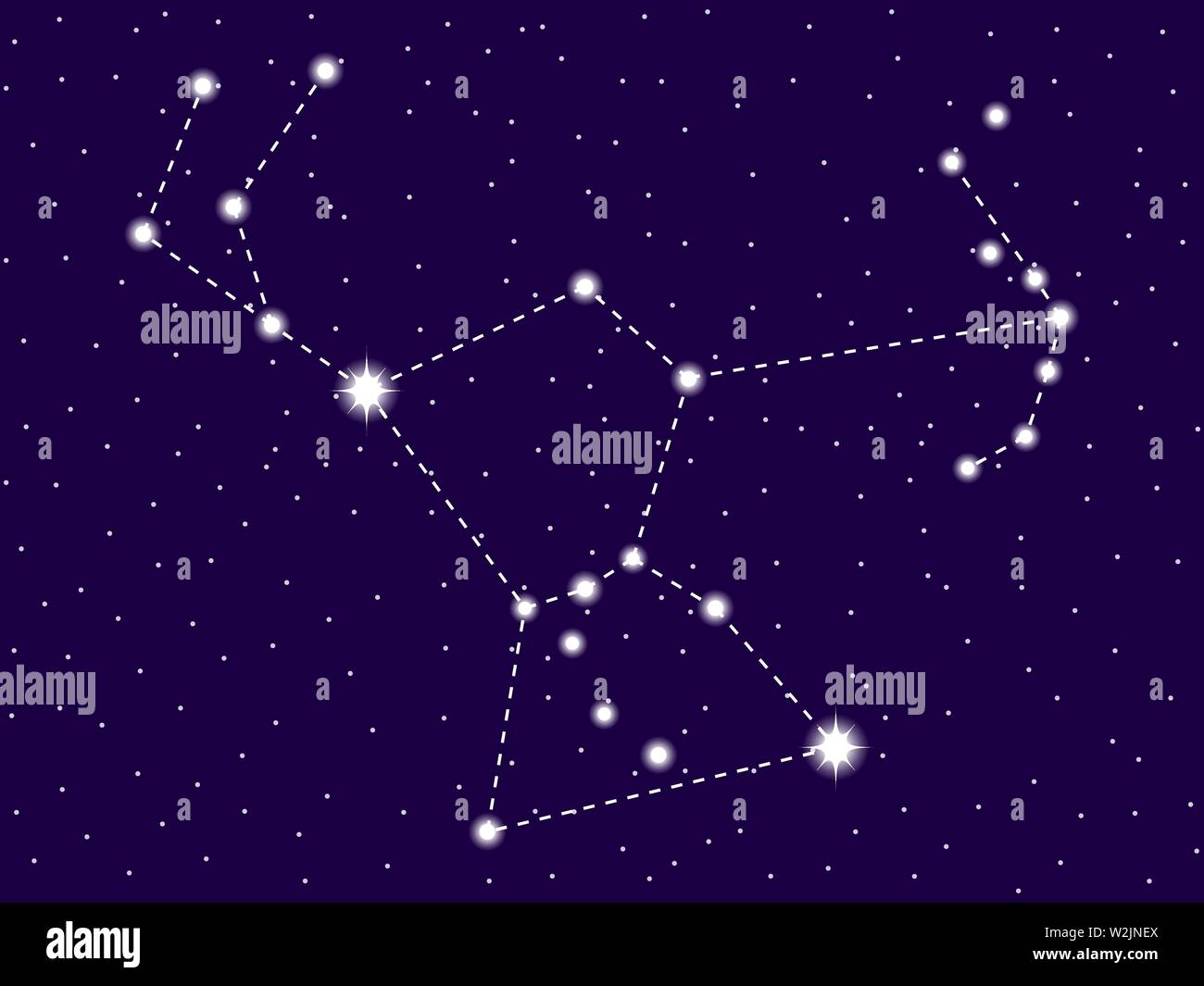 Sternbild Orion. Sternenhimmel. Cluster von Sternen und Galaxien. Deep ...