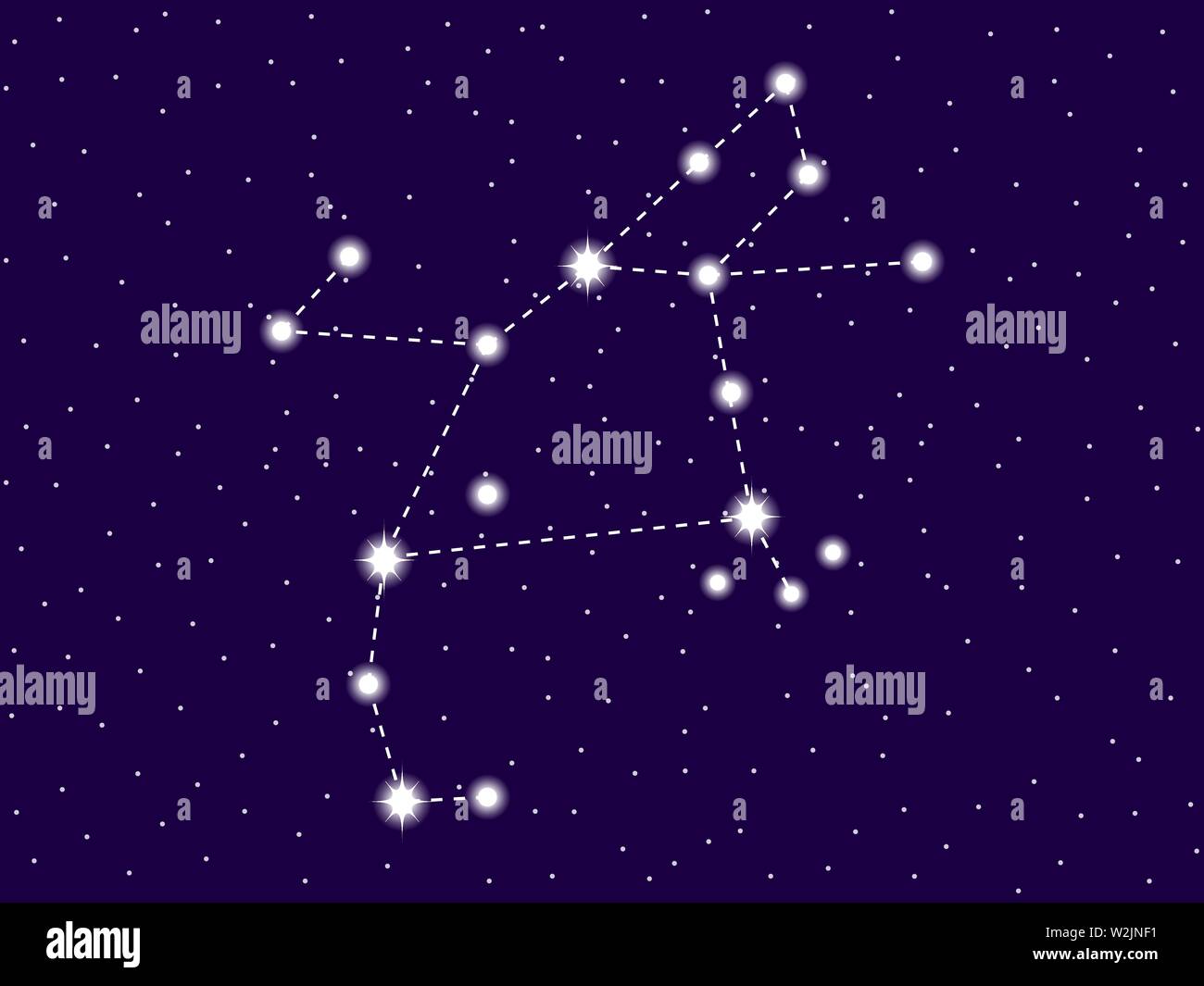 Sternbild Perseus. Sternenhimmel. Cluster von Sternen und Galaxien ...