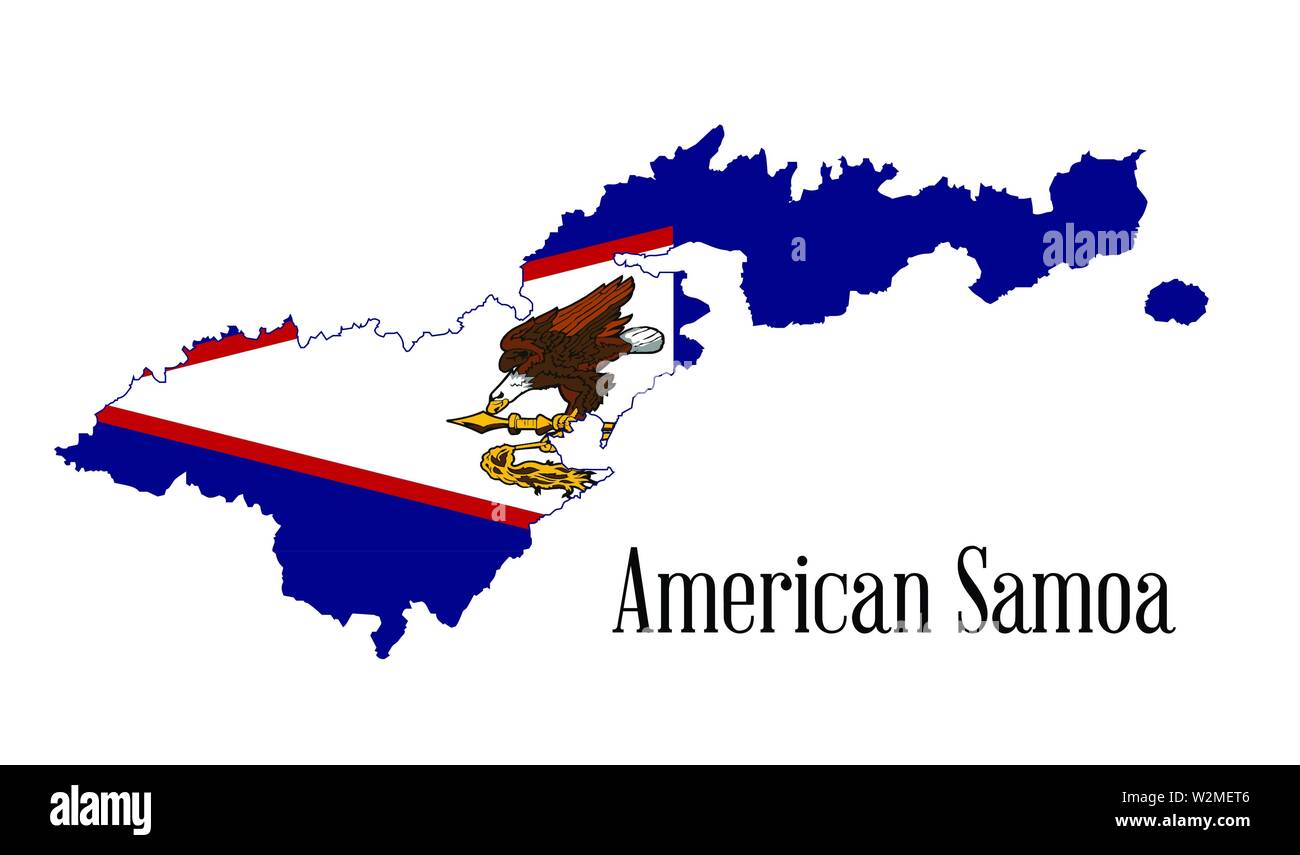 Silhouette Karte der Amerian Samoa Insel auf weißem Hintergrund Stock ...