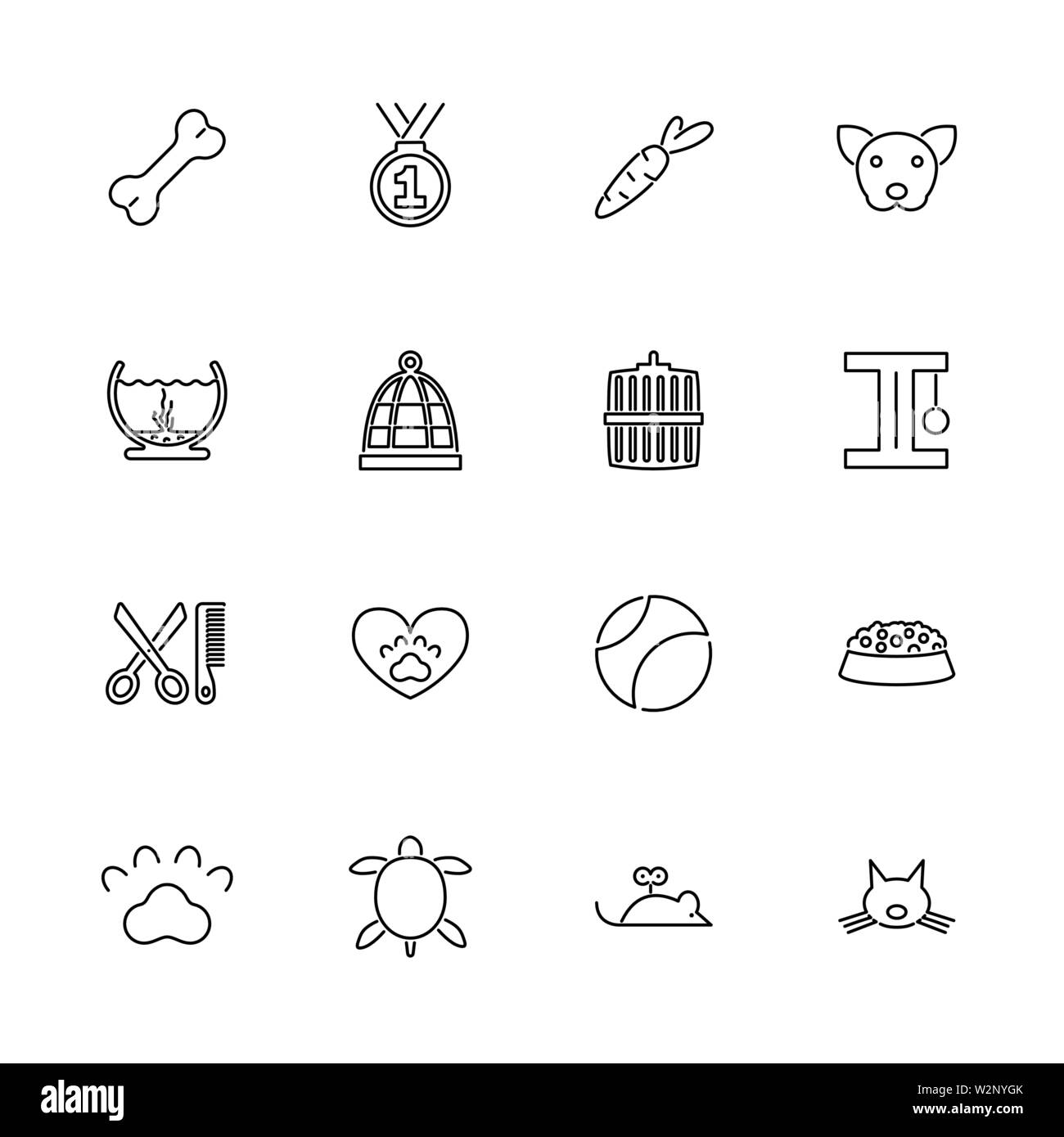 Pet, Tierschutz Umrisse Icons Set - schwarzes Symbol auf weißem ...