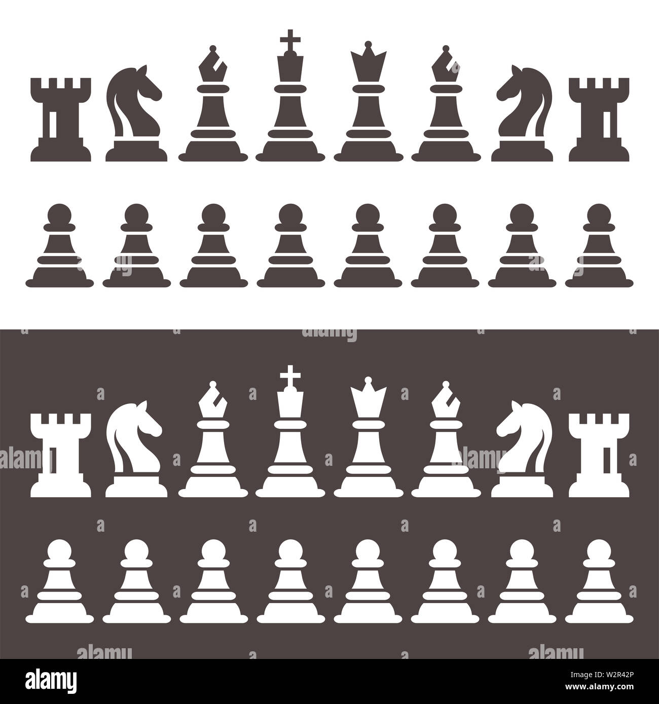 Schachfiguren Stücke im flachen Stil Vector Illustration. Schwarz Chess ...