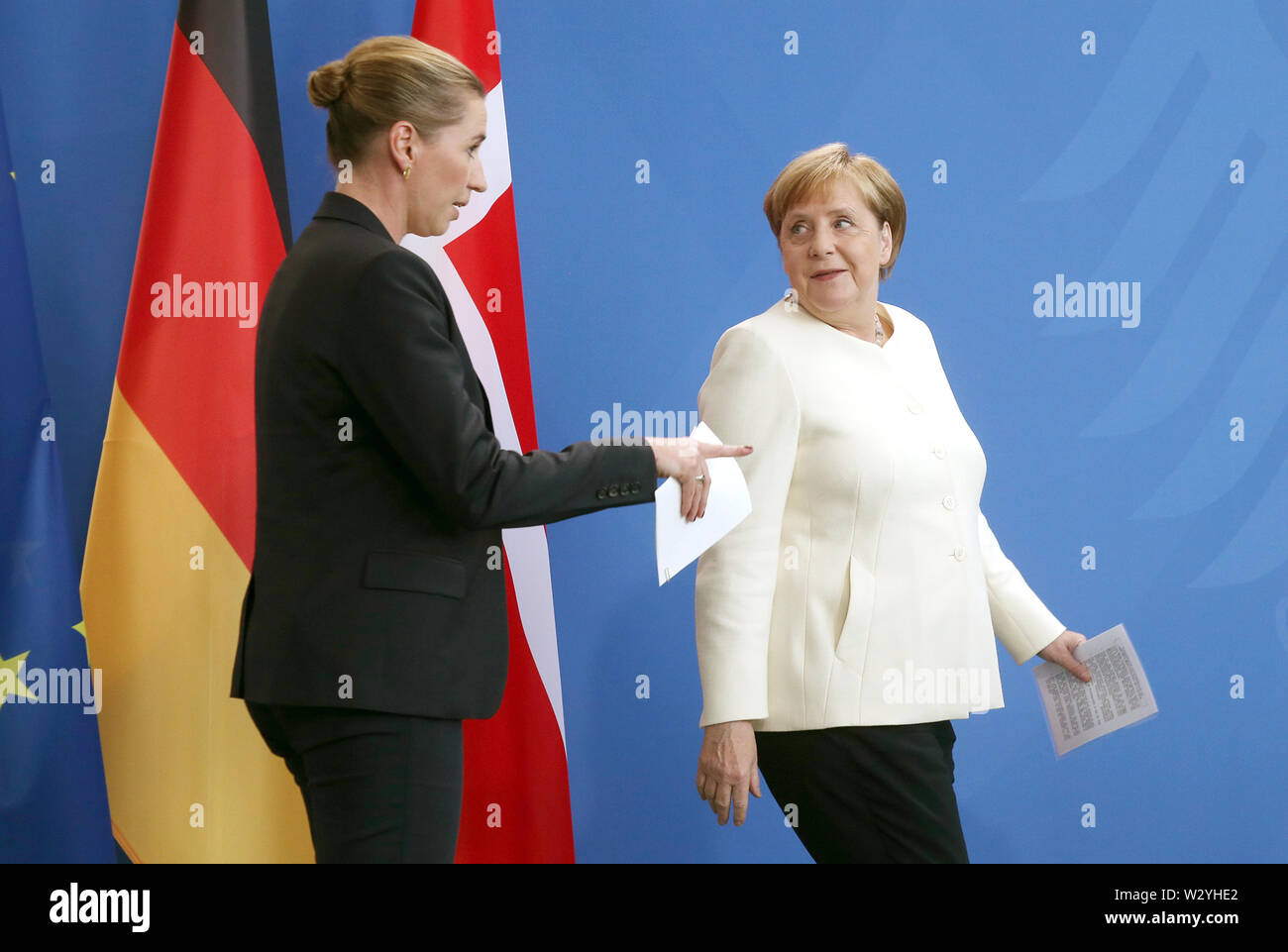 Berlin, Deutschland. 11. Juli, 2019. Bundeskanzlerin Angela Merkel (CDU) und der dänische ...