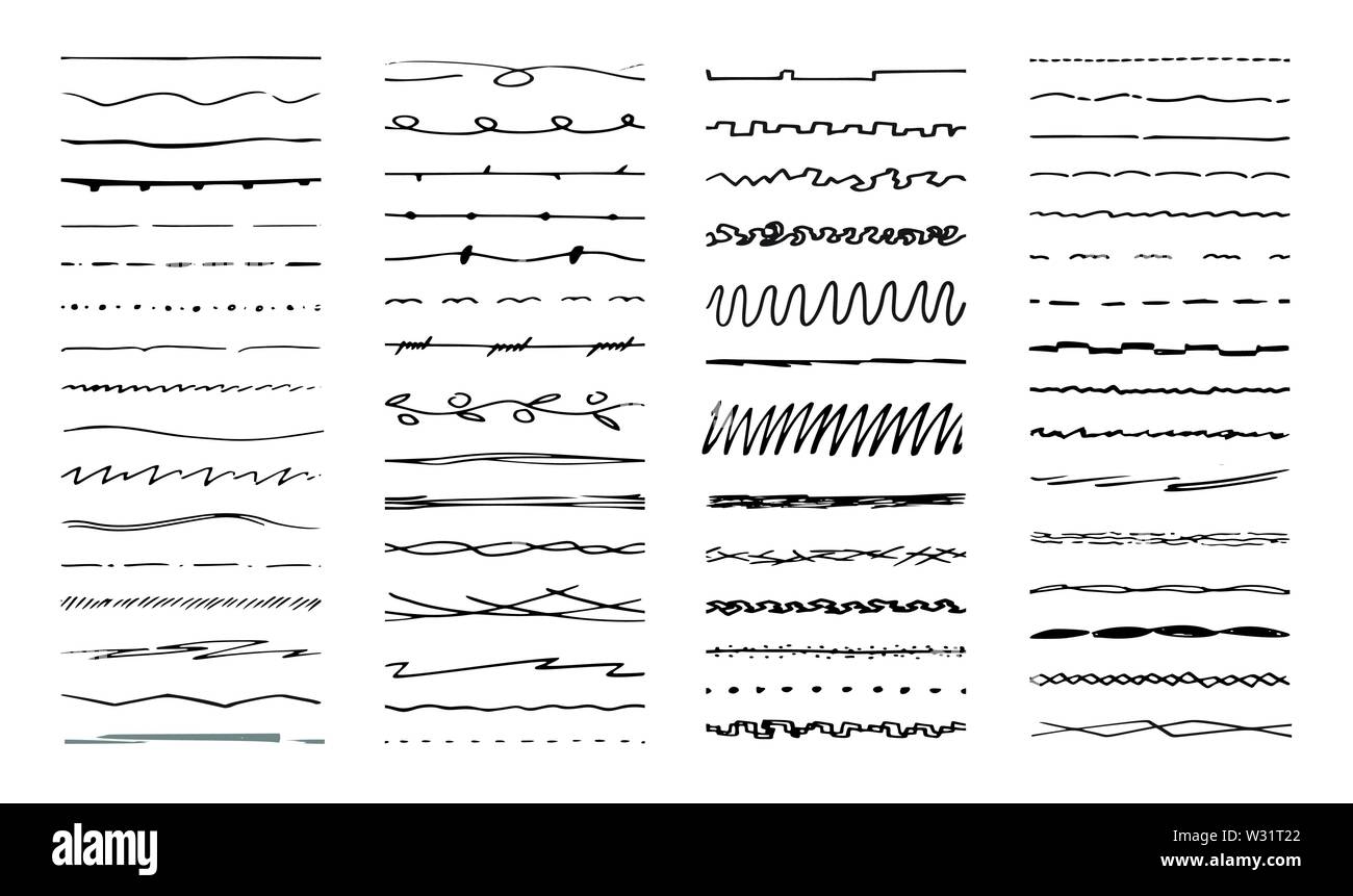 Von Hand gezeichnete Linien. Tinte Stift gezeichnet Linie ...