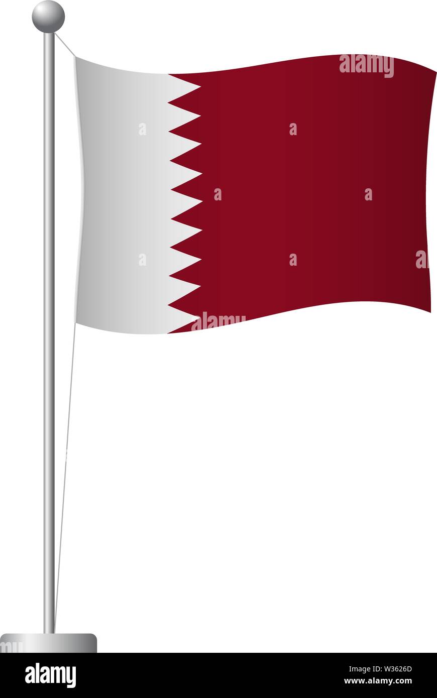 Katar Flagge auf der Pole. Metall Fahnenmast. Nationalflagge von Katar ...