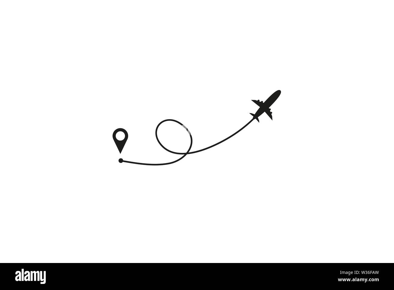 Flug Route. Ebene Symbol. Flugzeugsymbol mit Route vom Startpunkt zum ...