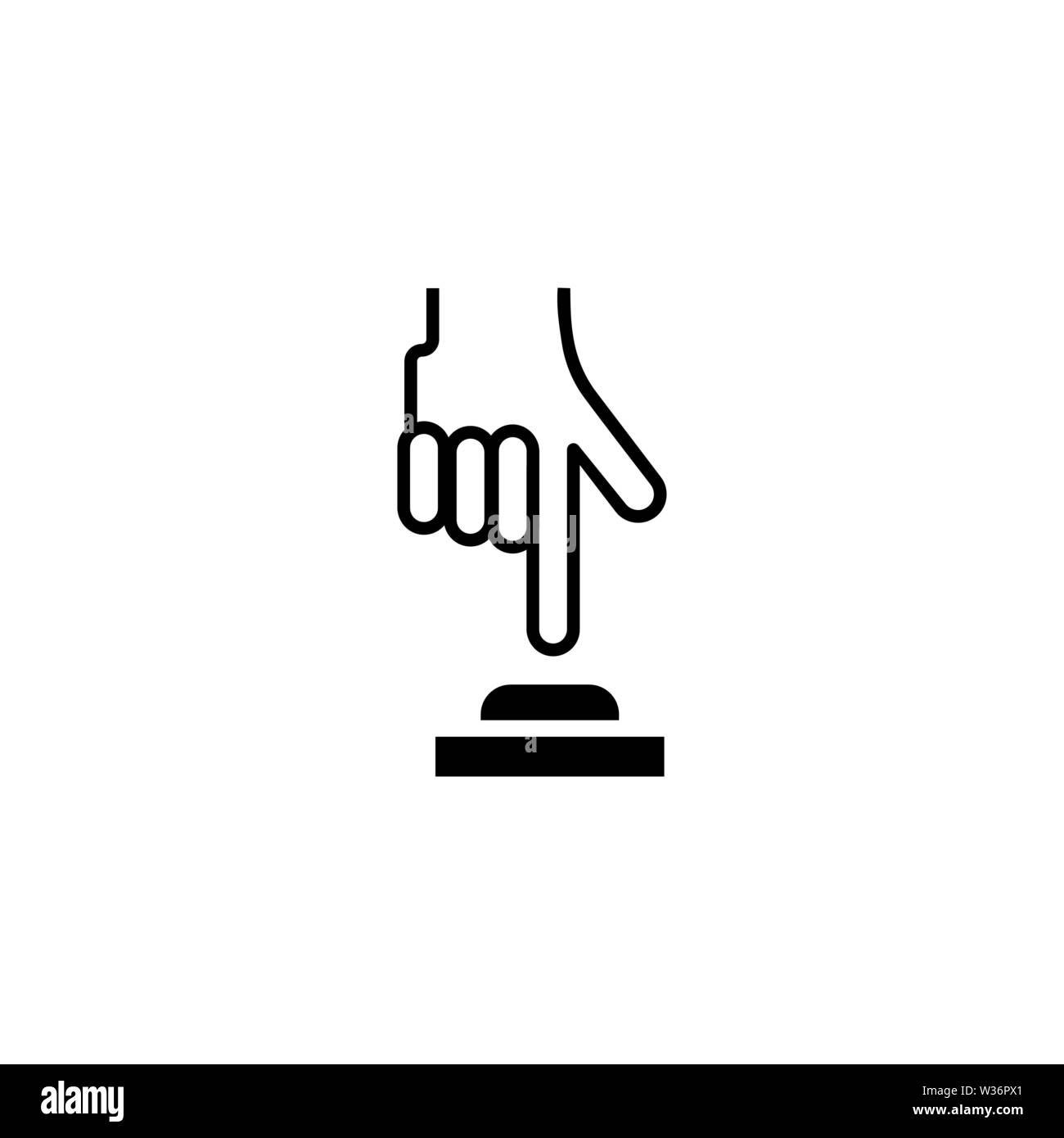 Finger die Taste drücken. Flache Vektor Icon Abbildung. Einfach ...