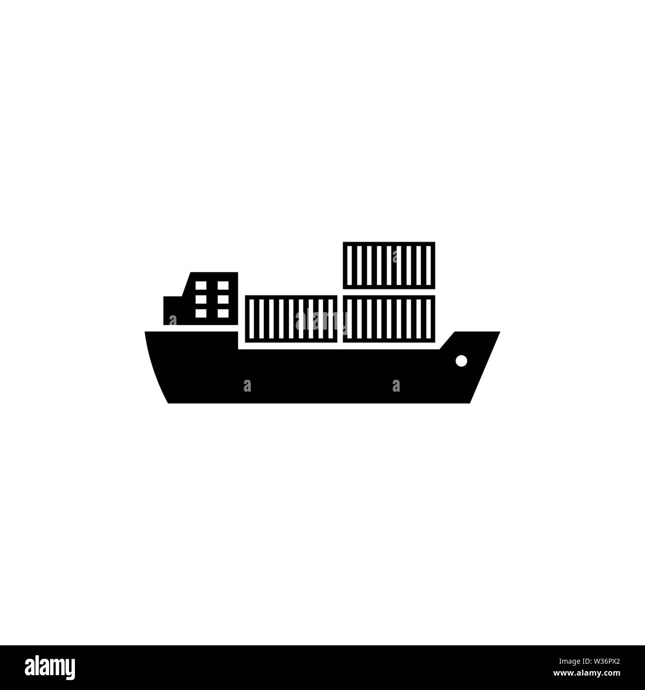 Frachtschiff. Flache Vektor Icon Abbildung. Einfach schwarzes Symbol ...