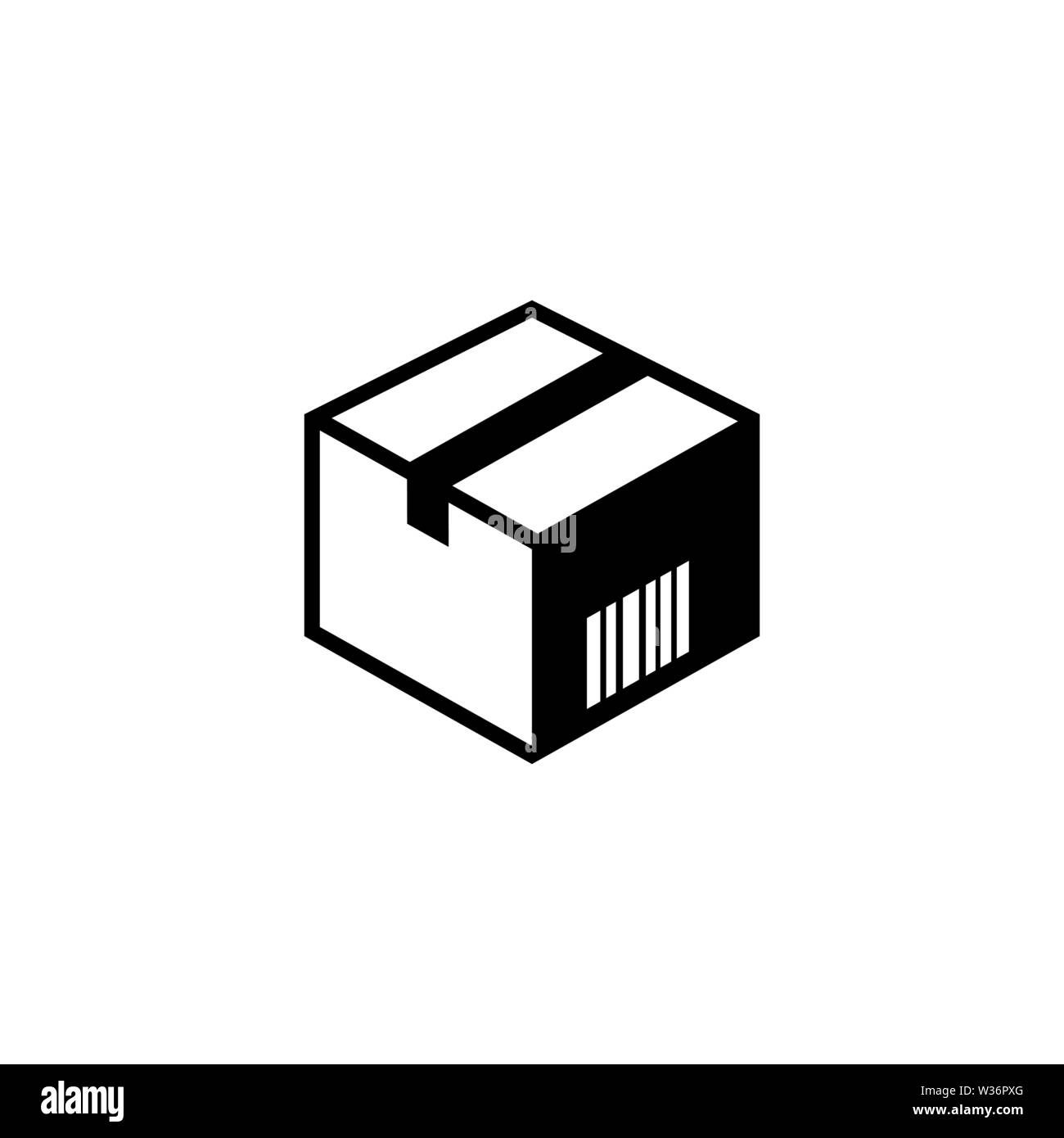 Karton. Flache Vektor Icon Abbildung. Einfach schwarzes Symbol auf ...