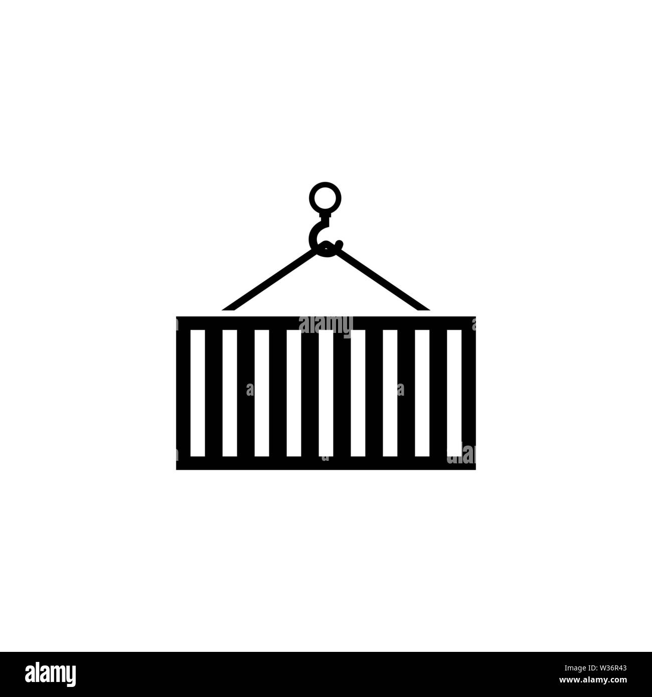 Kran Container. Flache Vektor Icon Abbildung. Einfach schwarzes Symbol ...