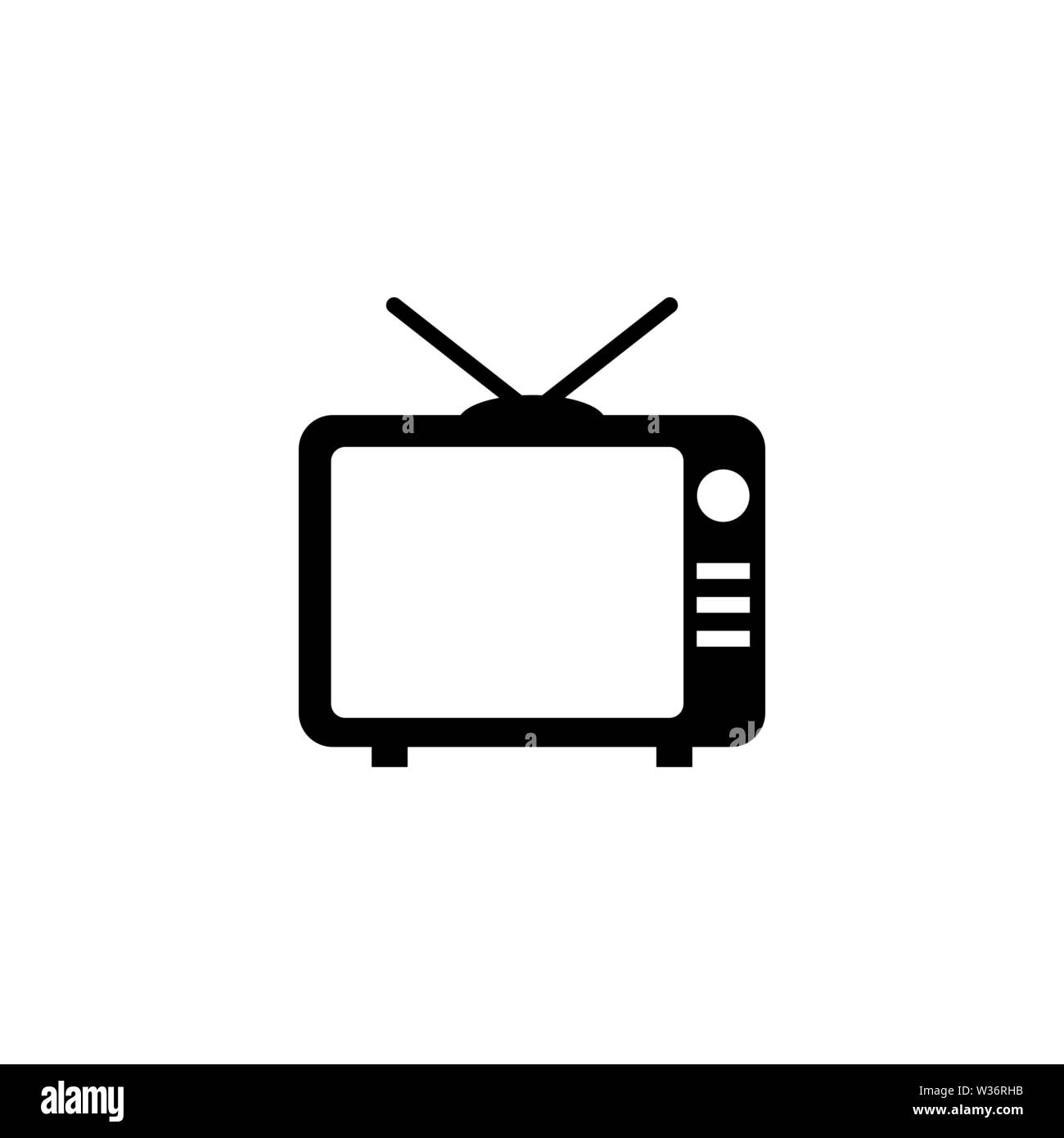 TV, Fernseher. Flache Vektor Icon Abbildung. Einfach schwarzes Symbol ...