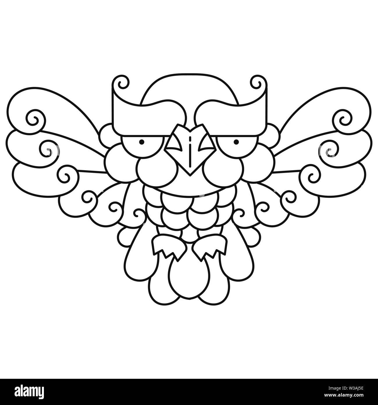 Dekorative Eule. Färbung Antistress. Schwarze und Weiße Hand ...