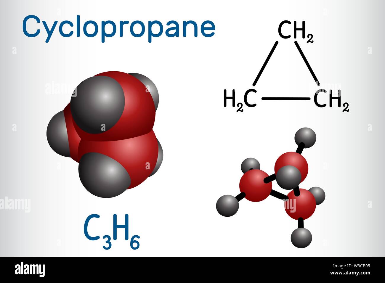 Cycloalkane cyclopropan Molekül. Es ist ein Einatmen Betäubungsmittel ...