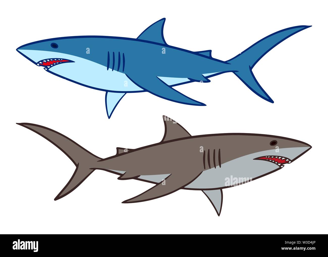 Hai Vector Illustration. 2 Haie schwimmen Clipart auf weißem ...