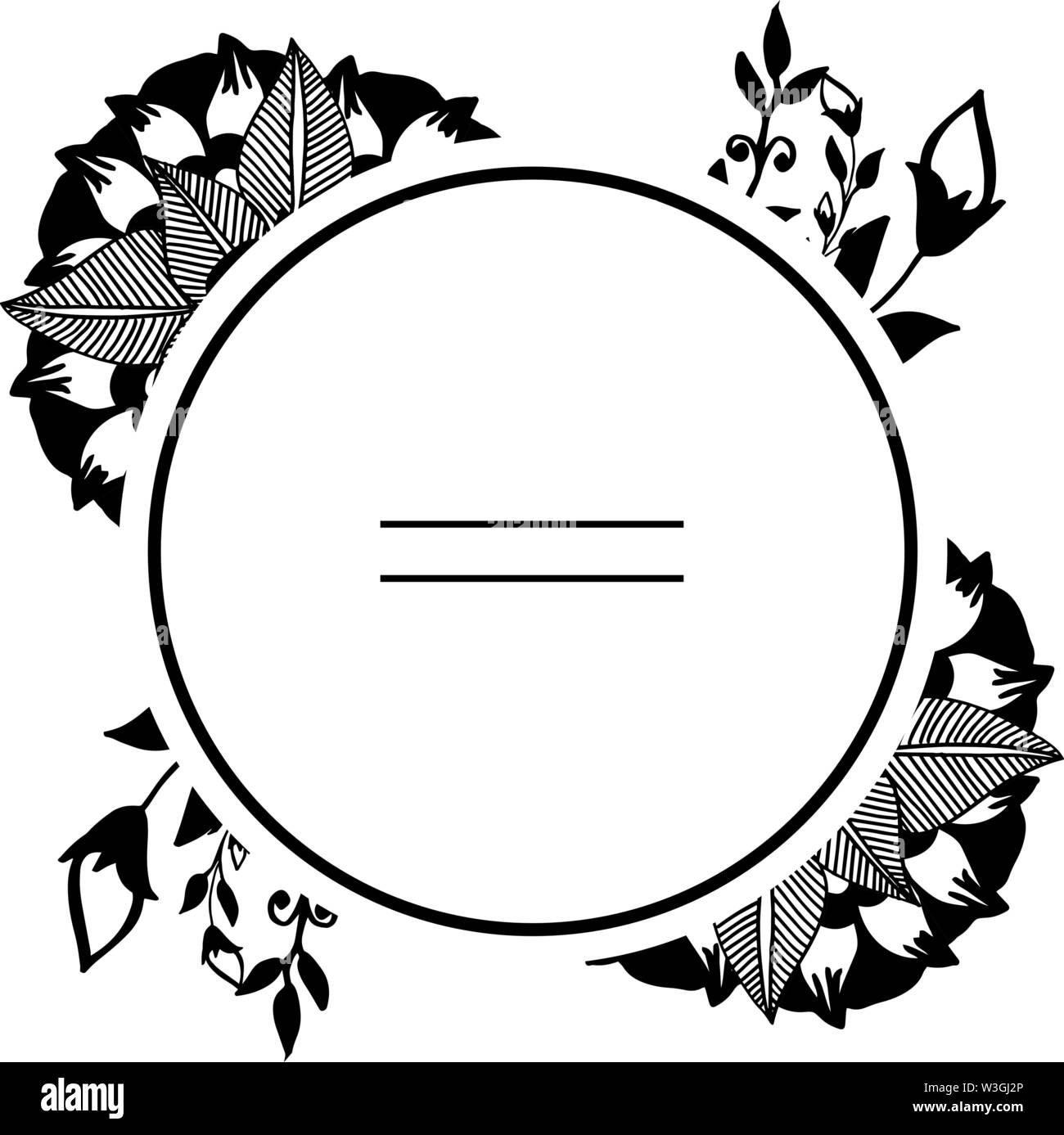 Karte Für Florale Rahmen Schwarz Und Weiß Vector Illustration Stock