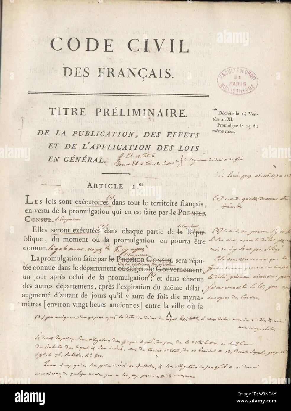 Code civil des français -Fotos und -Bildmaterial in hoher Auflösung – Alamy