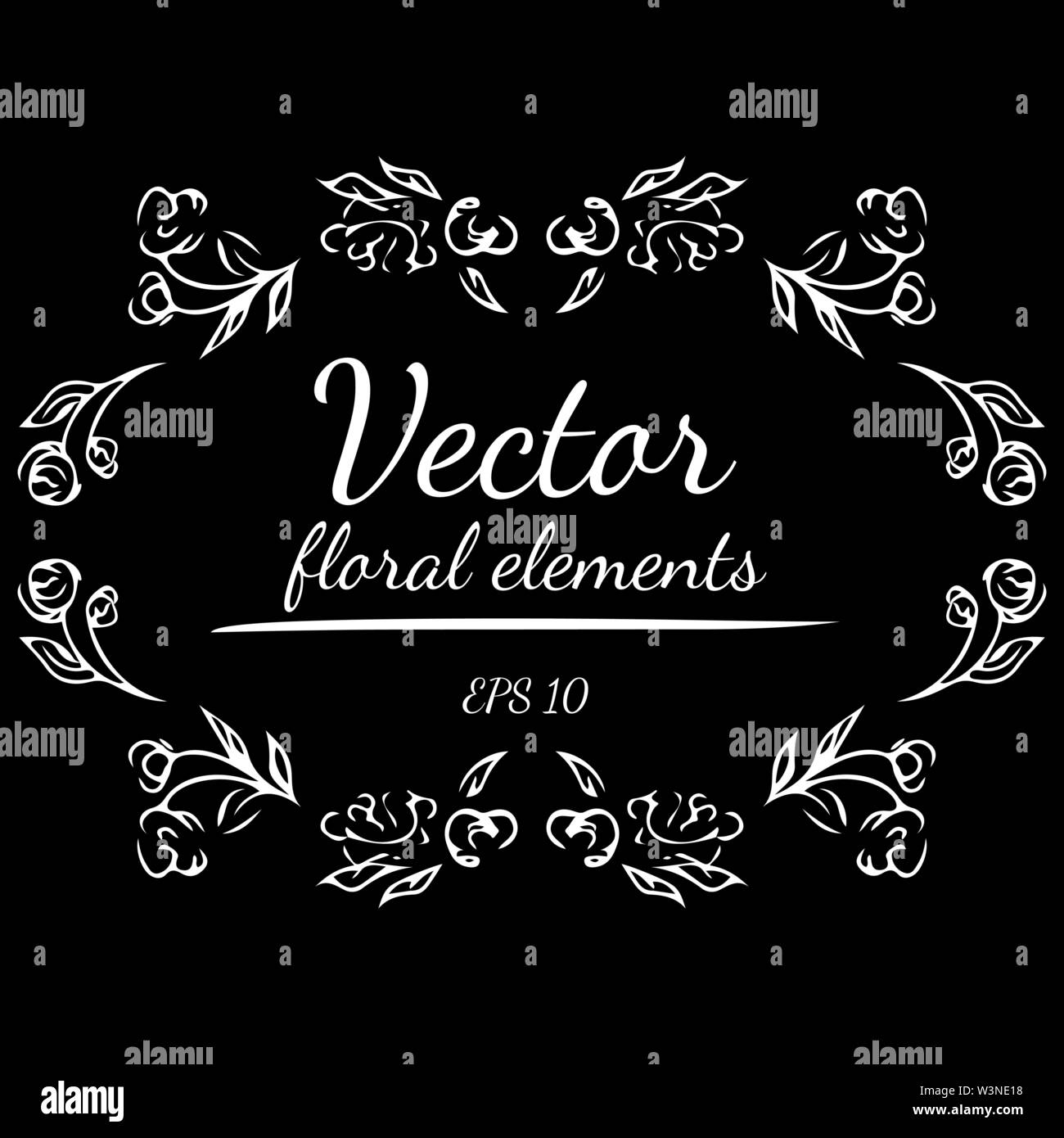 Rose frame Outline in Line Art Stil. Schablone kunst gesetzt. Florale ...