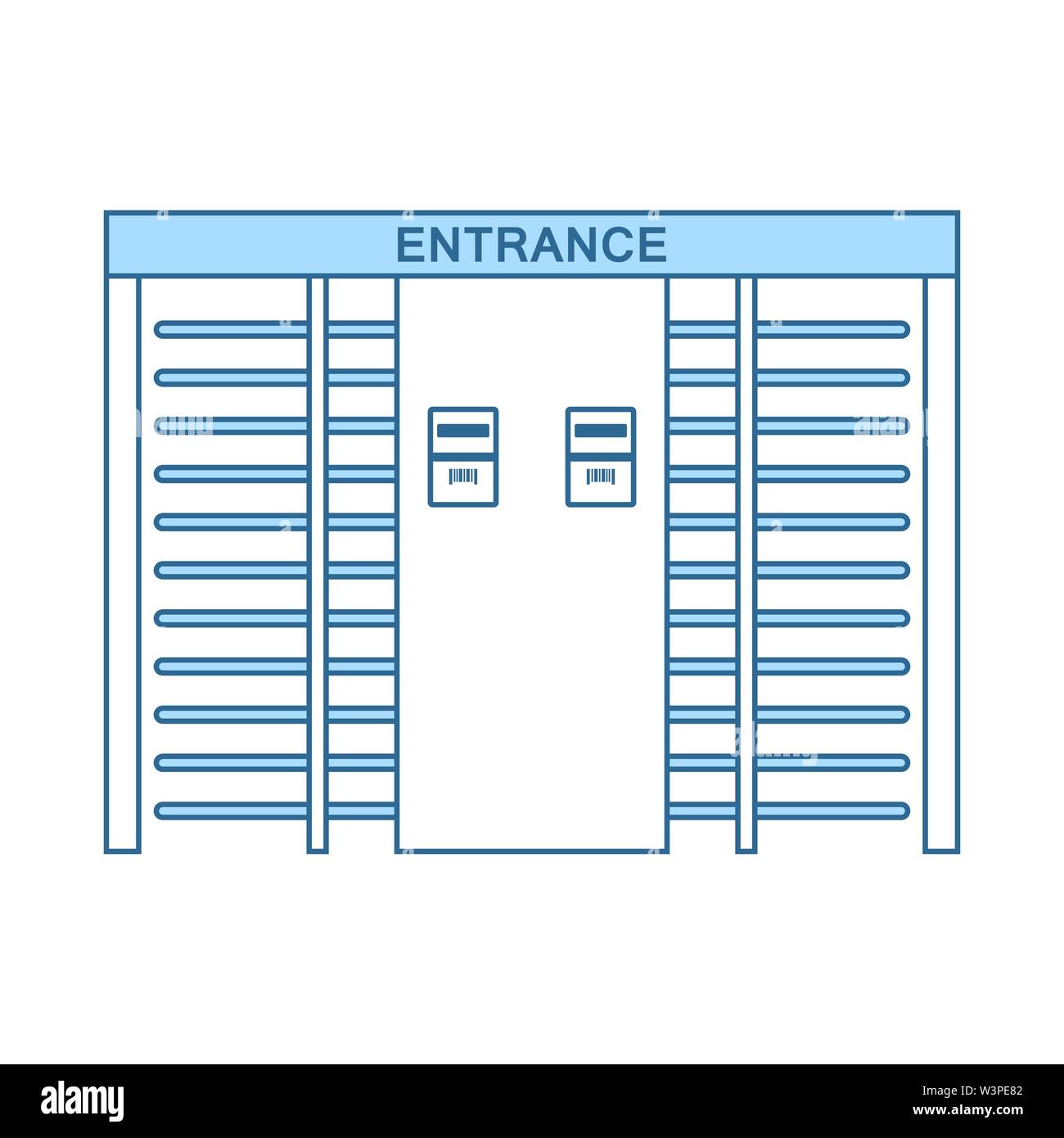 Stadion Eingang Drehkreuz Symbol. Dünne Linie mit blauer Füllung Design ...