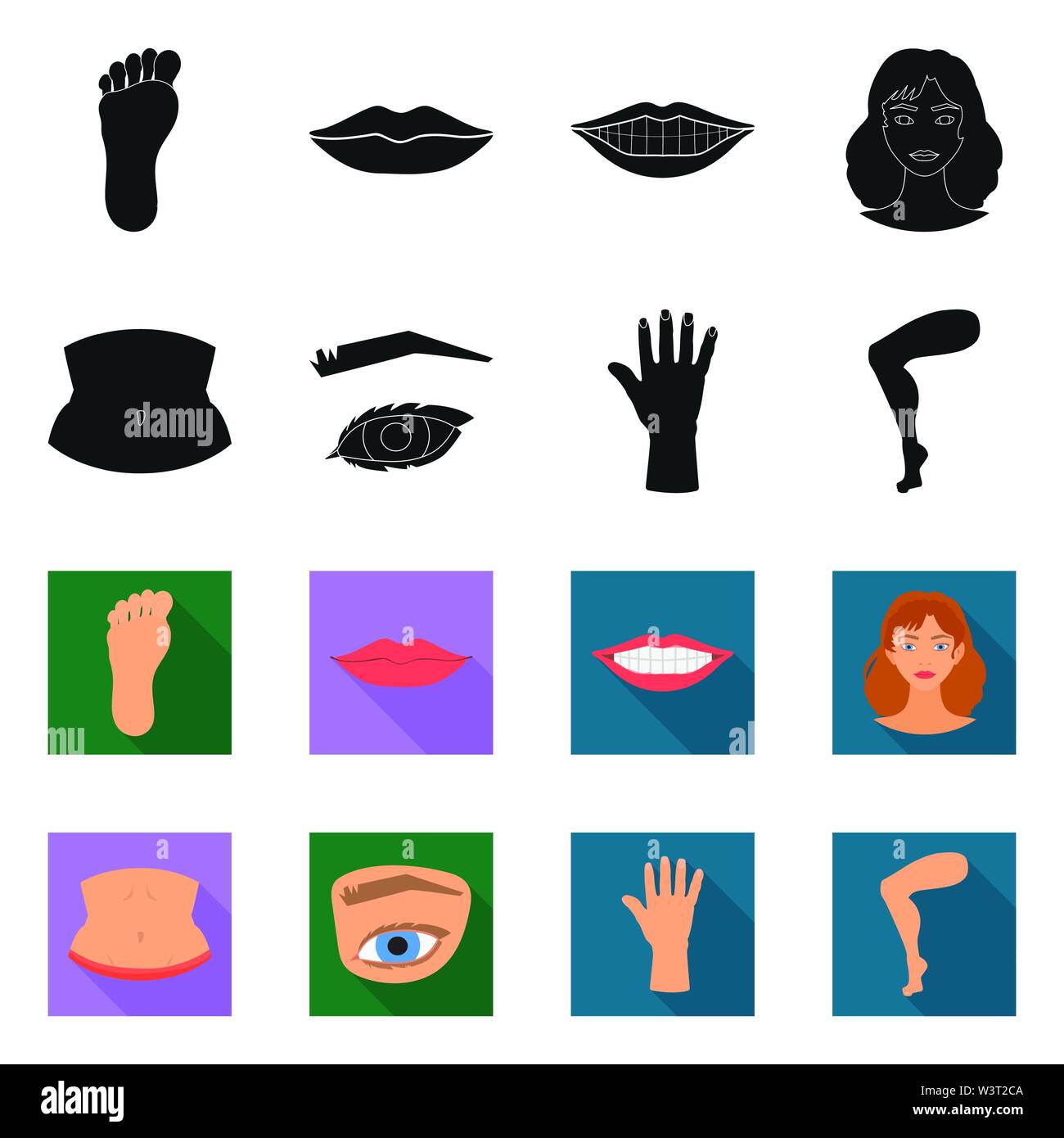 Vector Illustration von Körper und Symbol. Sammlung von Körper und ...