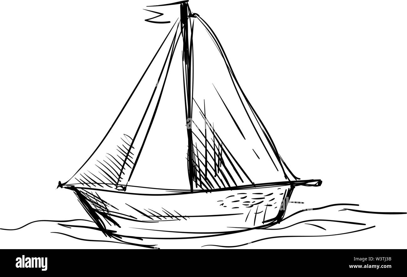 Segelboot Skizze, Illustration, Vektor auf weißem Hintergrund Stock ...